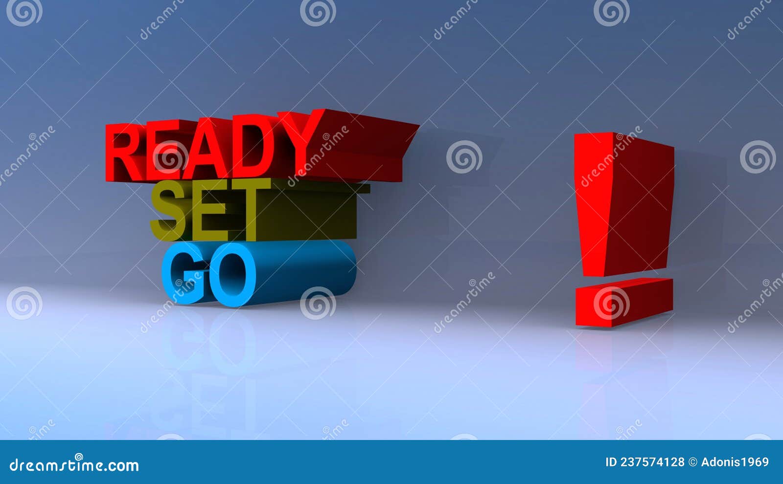Ready set go on blue stock illustration. Illustration of blue - 237574128