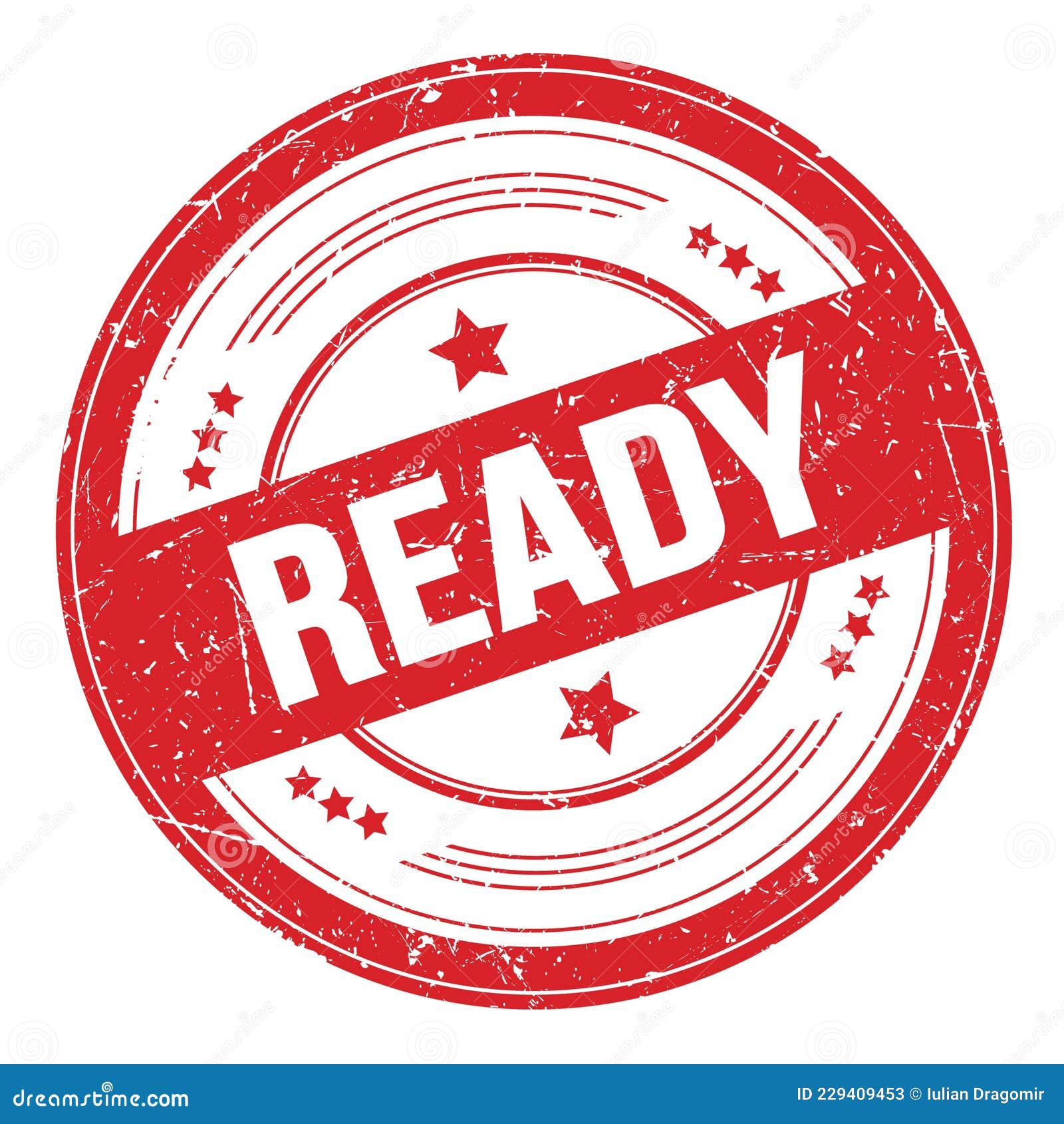 READY Text on Red Round Grungy Stamp Stock Illustration - Illustration ...