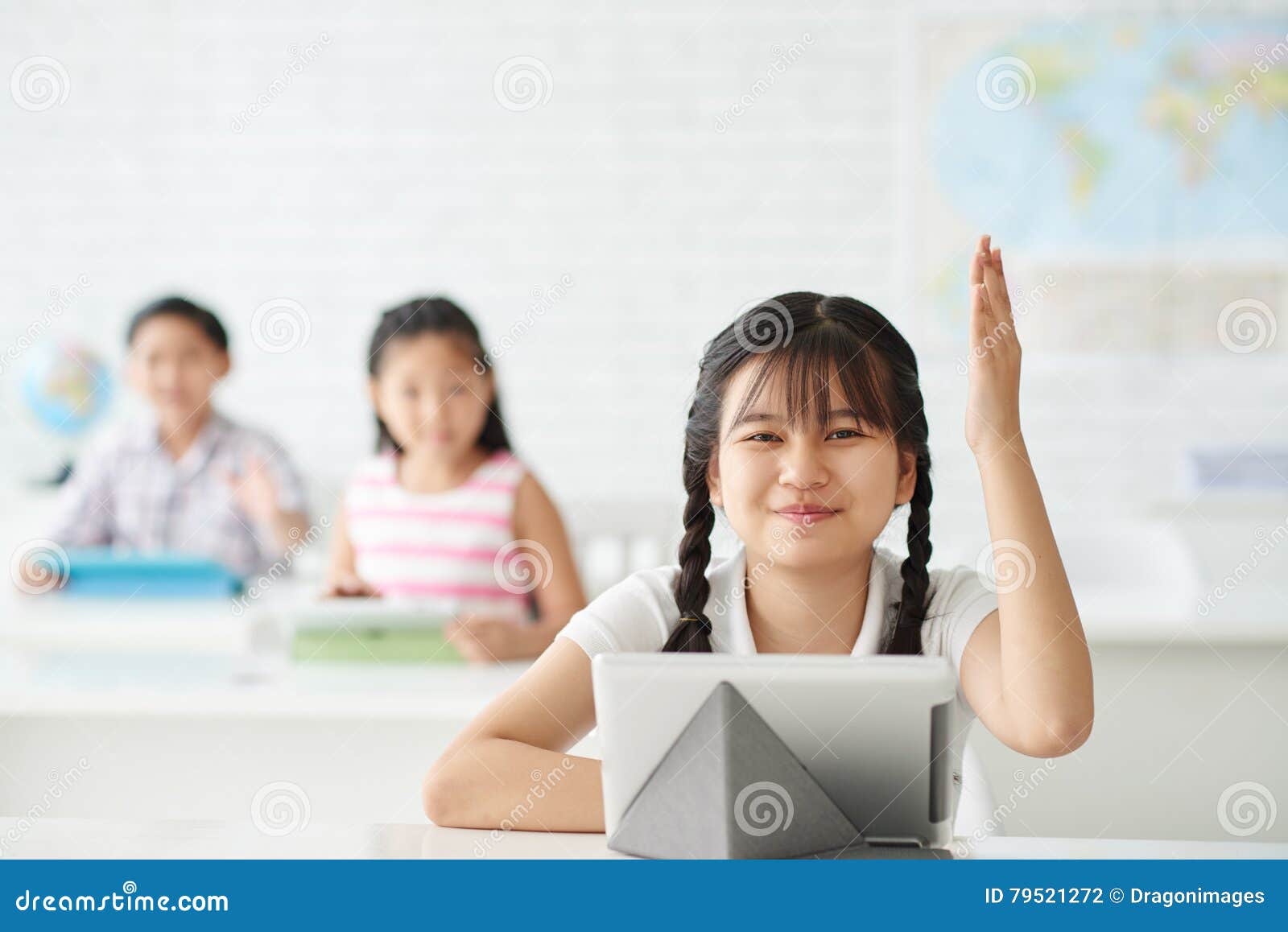 Ready to answer stock photo. Image of school, cheerful - 79521272