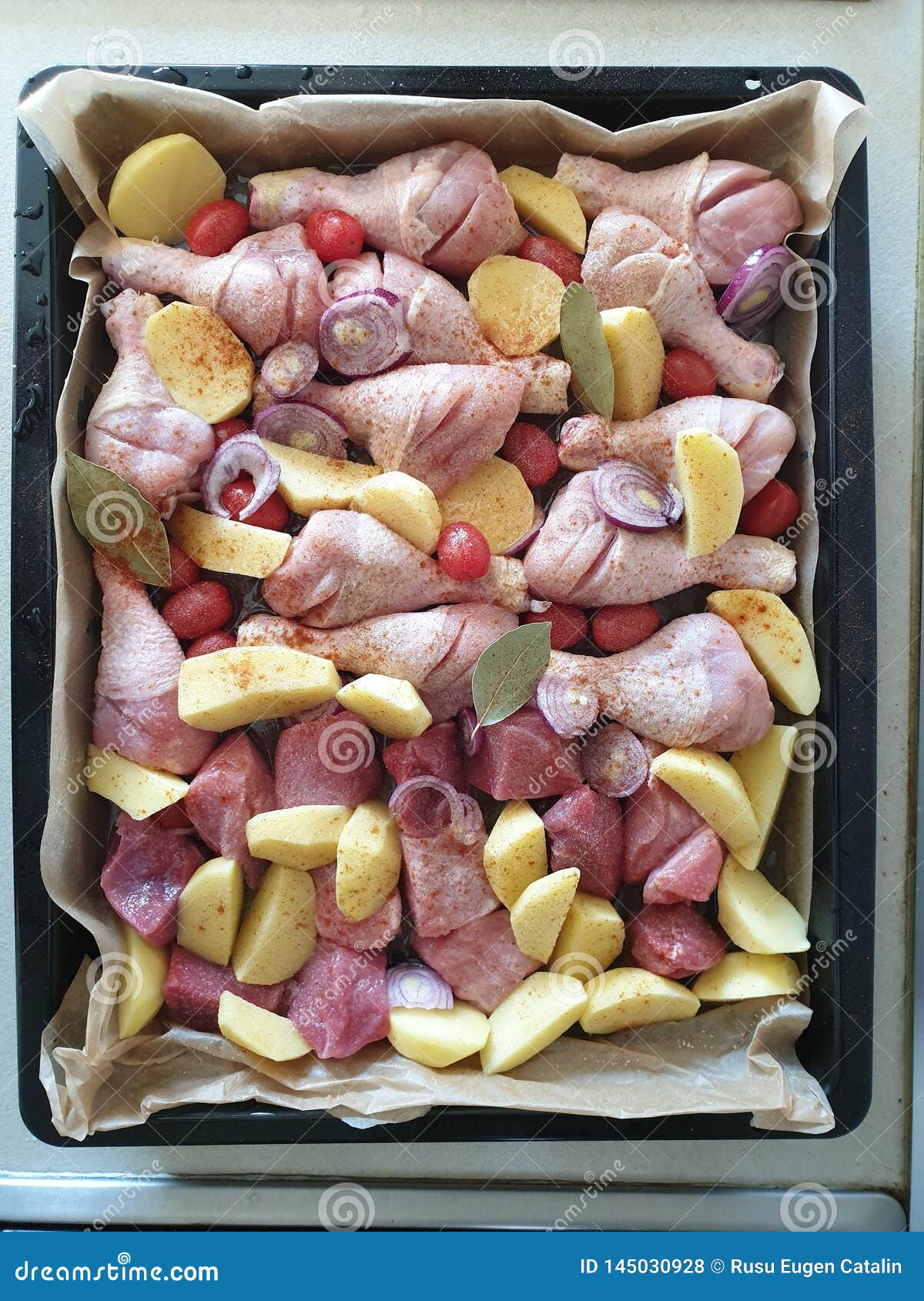 Ready to be cooked tray stock photo. Image of grill - 145030928