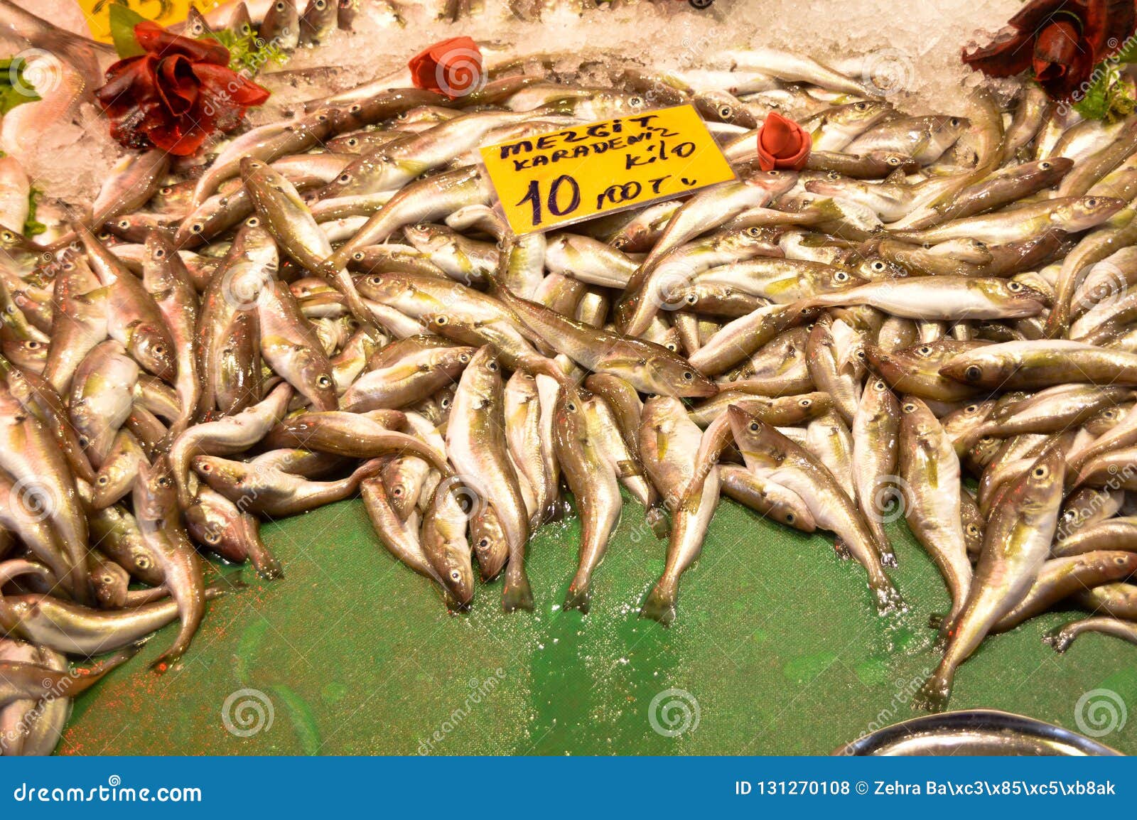 Fresh Mezgit fish stock photo. Image of label, calories - 131270108