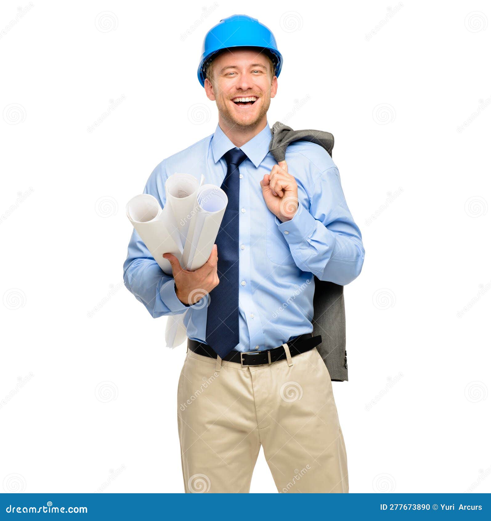 Always Ready To Design. a Handsome Young Contractor Standing Alone in ...