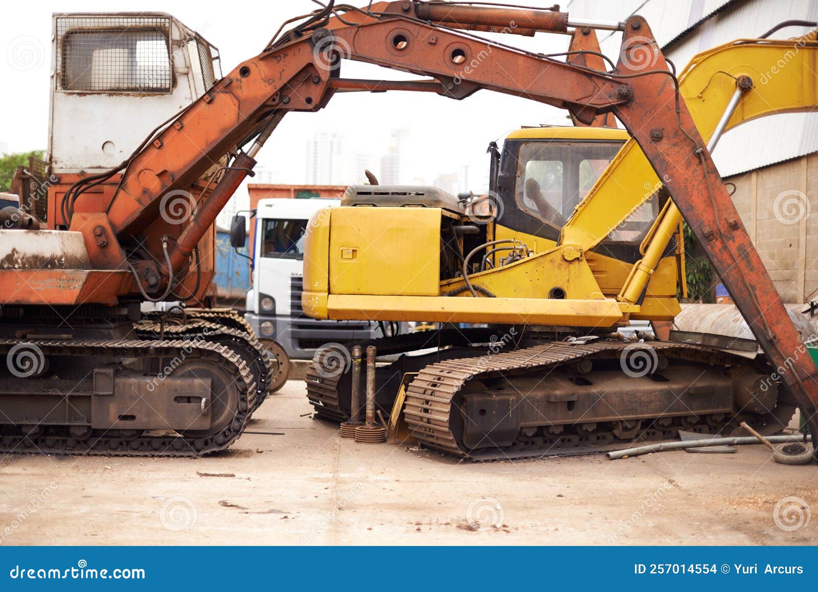 Ready To Do Some Scrapping. Cranes in a Dumpsite. Stock Photo - Image ...