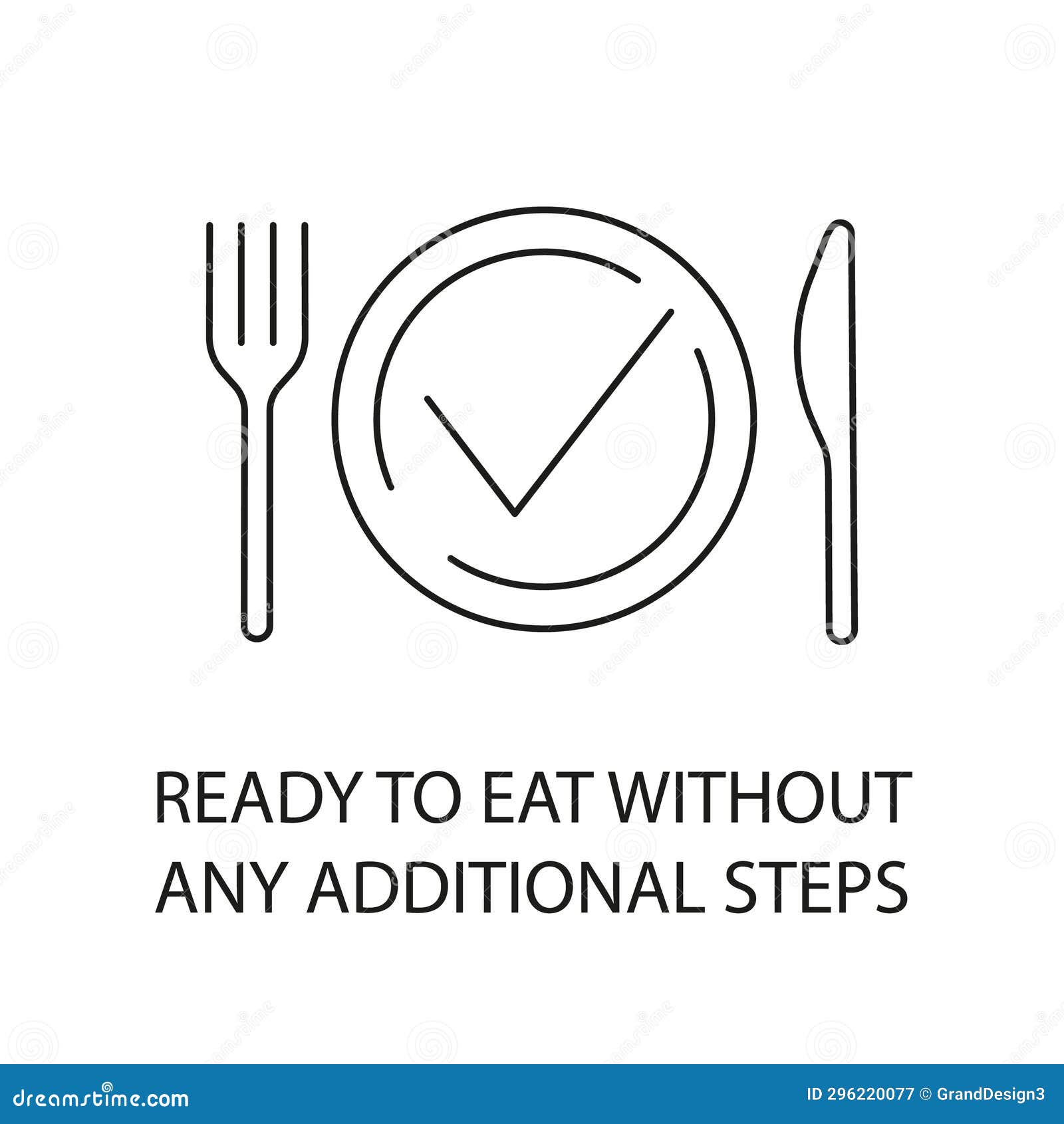 Ready To Eat without Any Additional Steps Vector Line Icon for Marks on ...