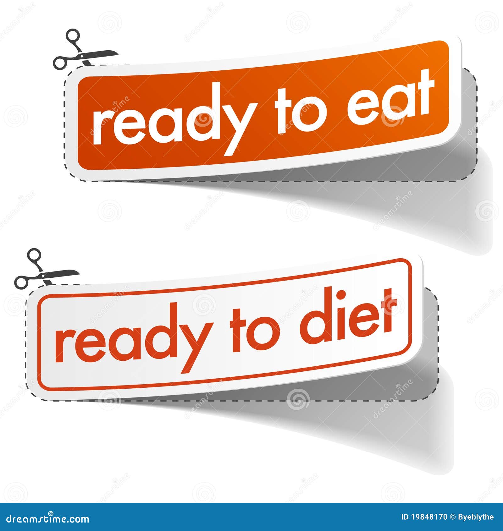 Ready To Eat And Diet Stickers Set Vector Illustration | CartoonDealer ...