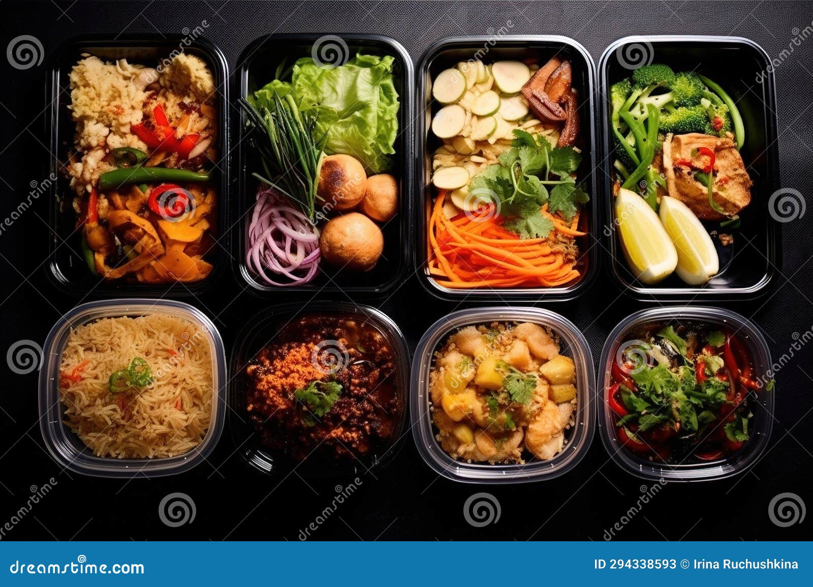 Ready To Eat Modern Thai Food in Take Away Plastic Boxes Stock ...