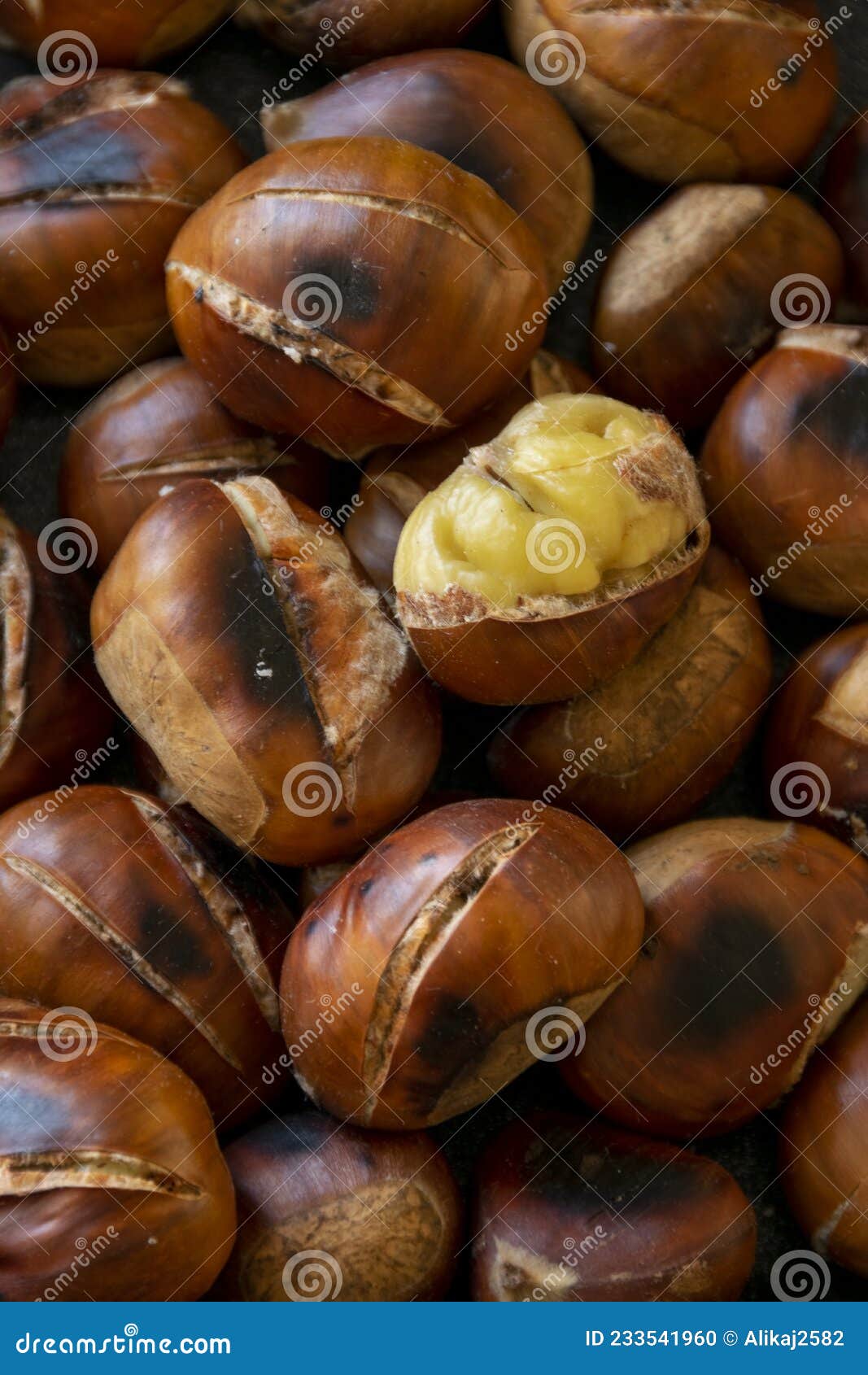 Ready To Eat Roasted Chestnuts Stock Photo - Image of cracked, black ...