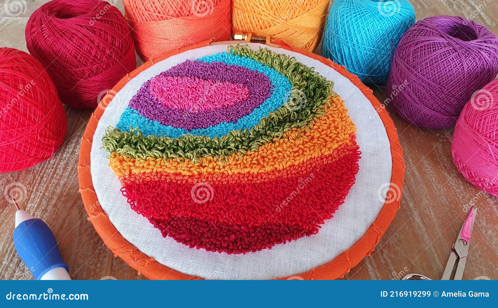 Embroidering with Magic Needles Stock Image - Image of colors, table ...