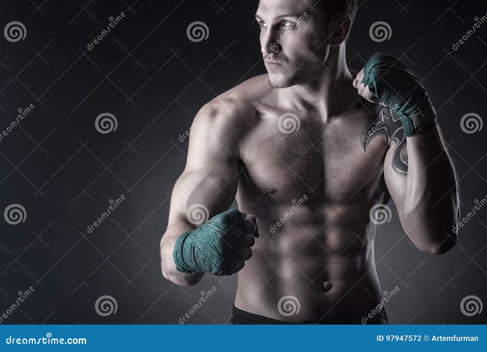 Ready to fight stock photo. Image of male, athletic, body - 97947572