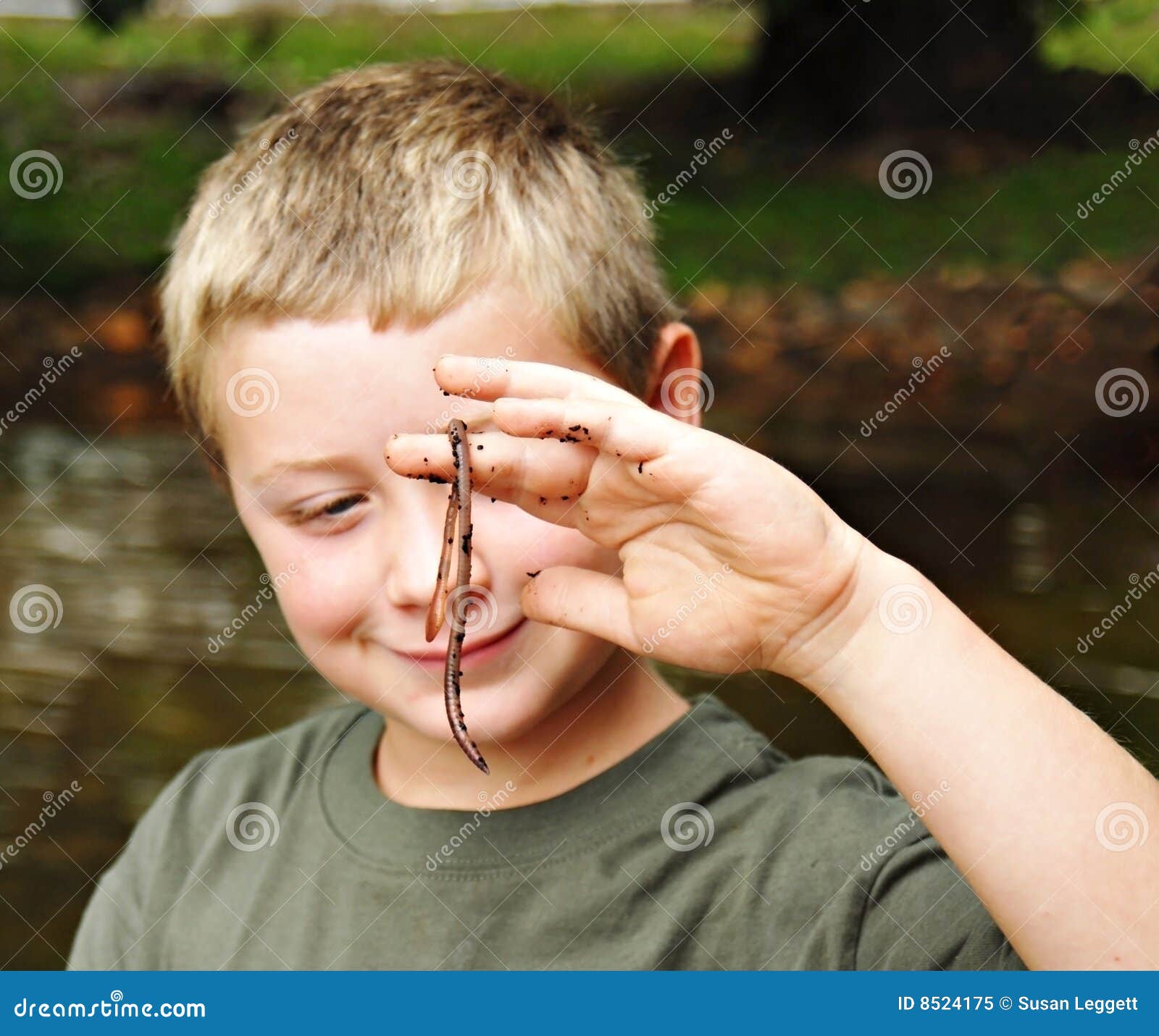 Ready to Fish/Boy and Worm stock image. Image of fishing - 8524175