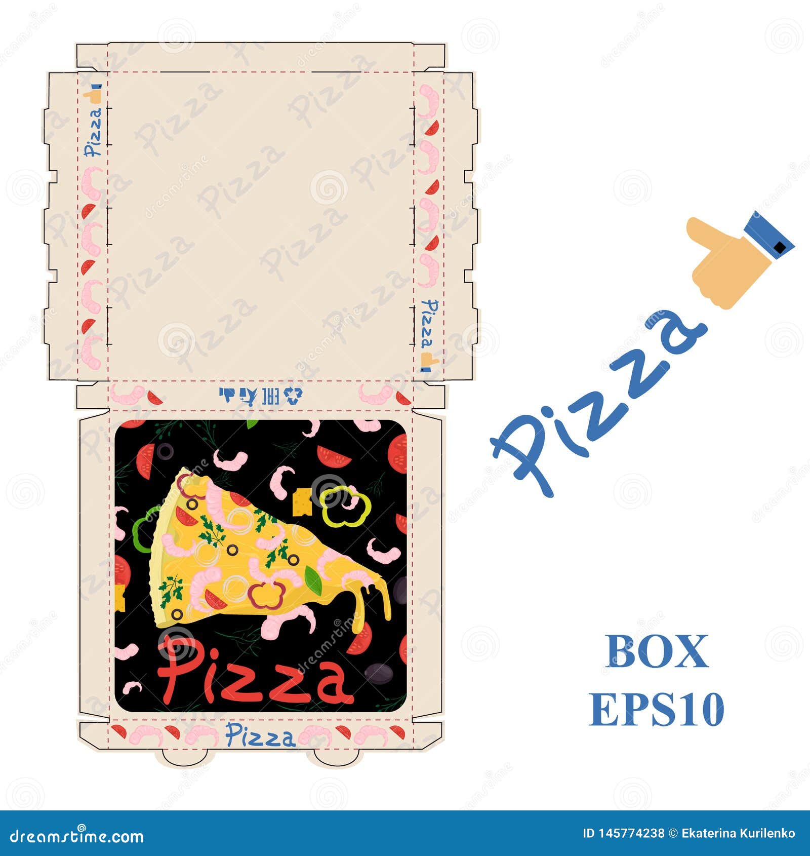 Ready To Print_3_pizza Food Packaging Box Layout Design Stock Vector ...