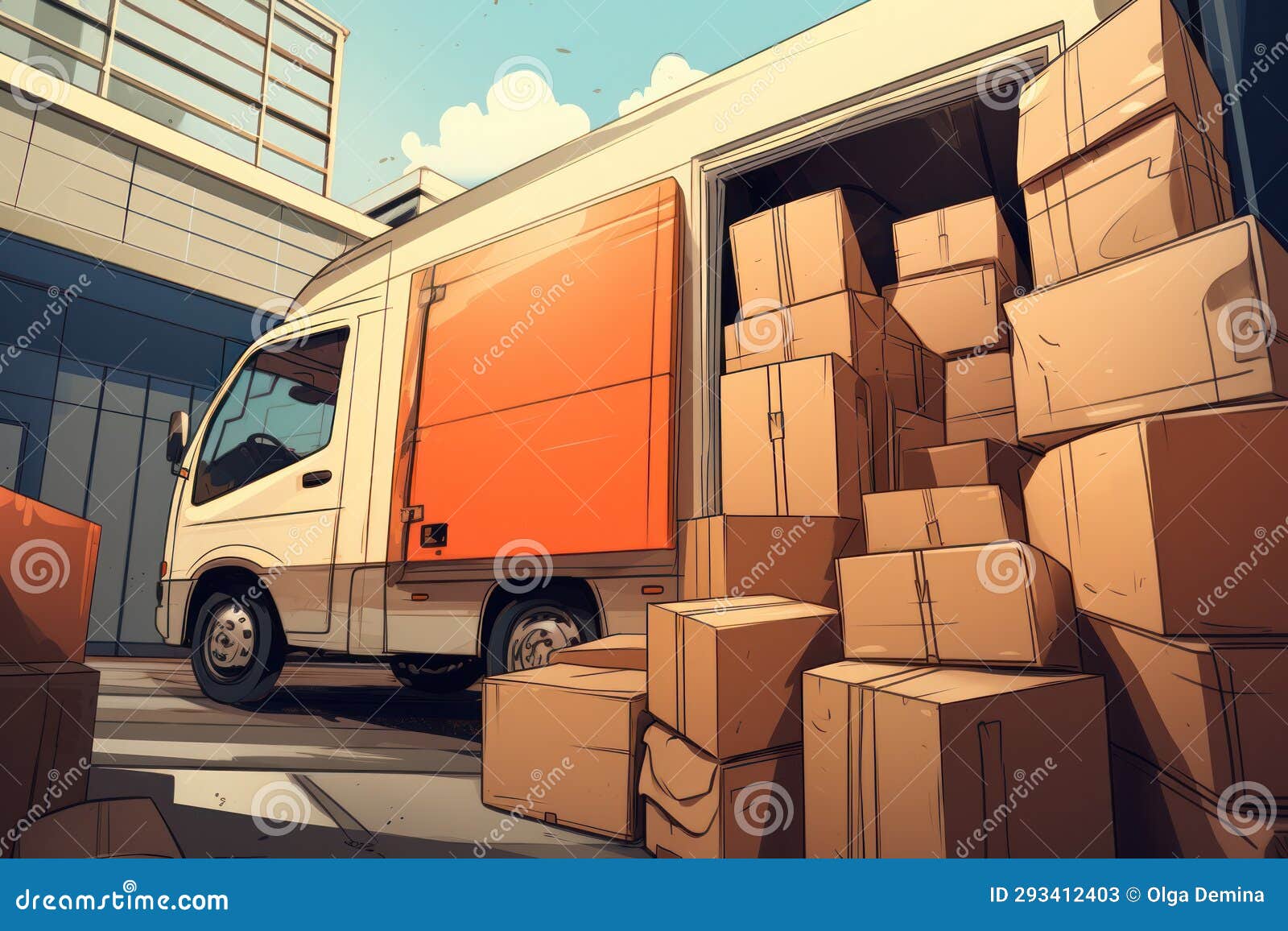 Ready To Relocate: Moving Van with Boxes Signaling a Fresh Start Stock ...