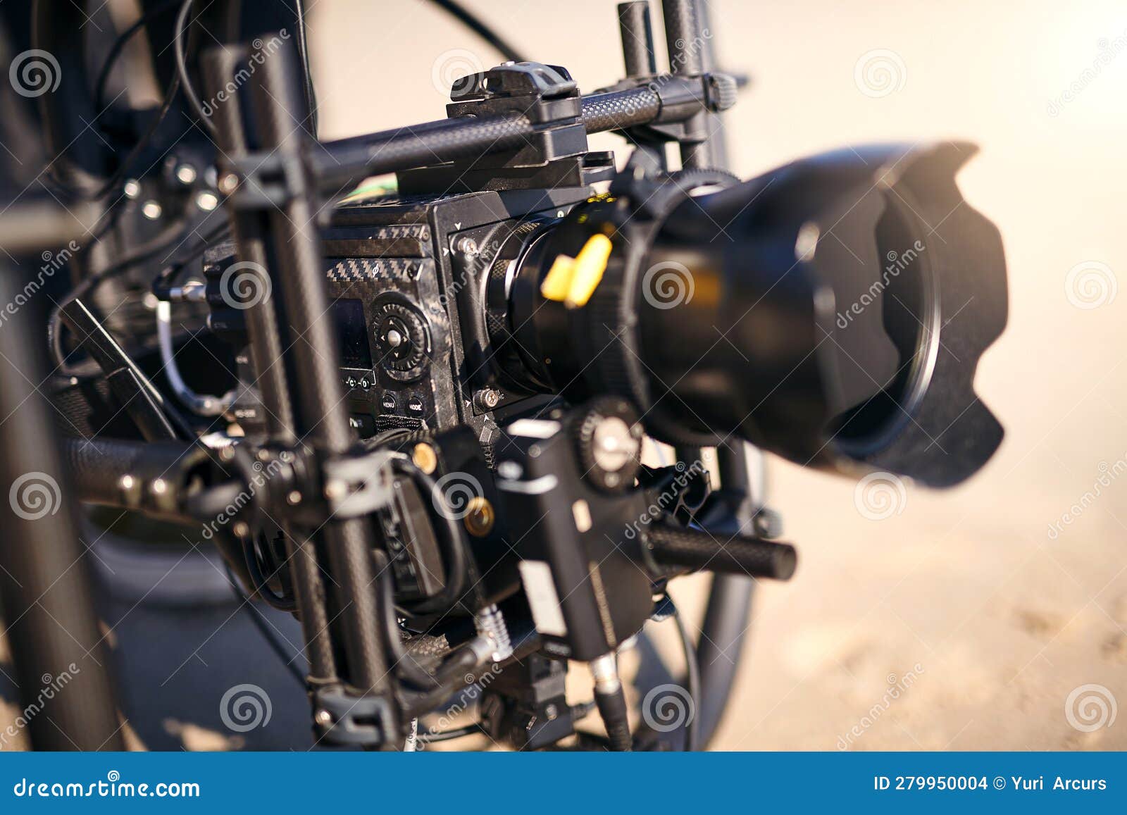 Ready To Shoot. Closeup of a State of the Art Video Camera Placed on ...