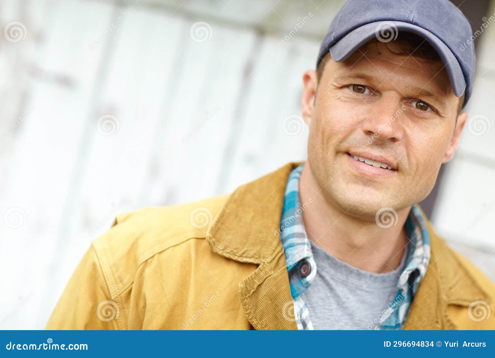 Ready To Start the Day. Portrait of a Smiling Man with a Cap on. Stock ...