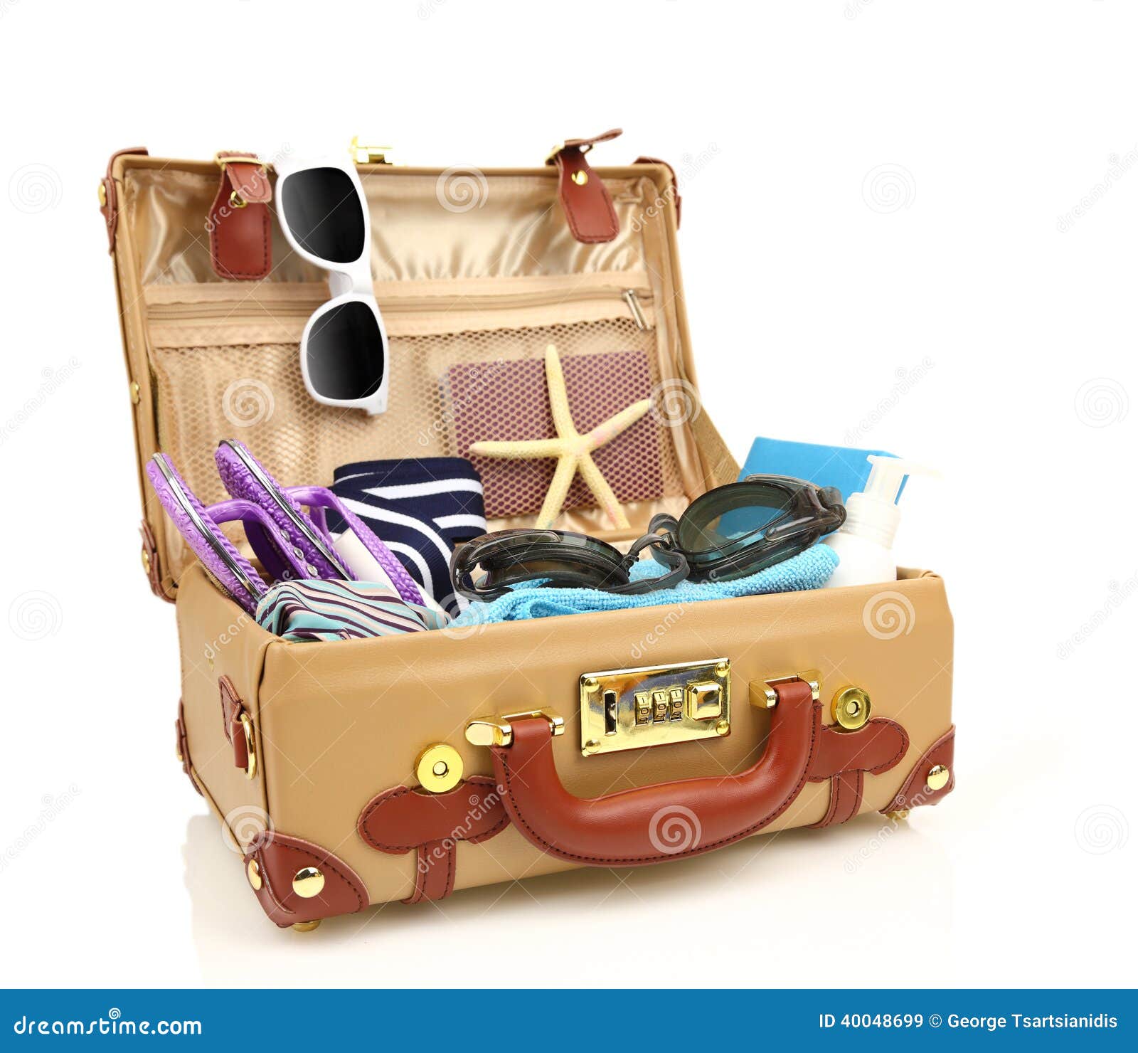 Ready To Travel Open Suitcase Stock Image - Image of accessories ...