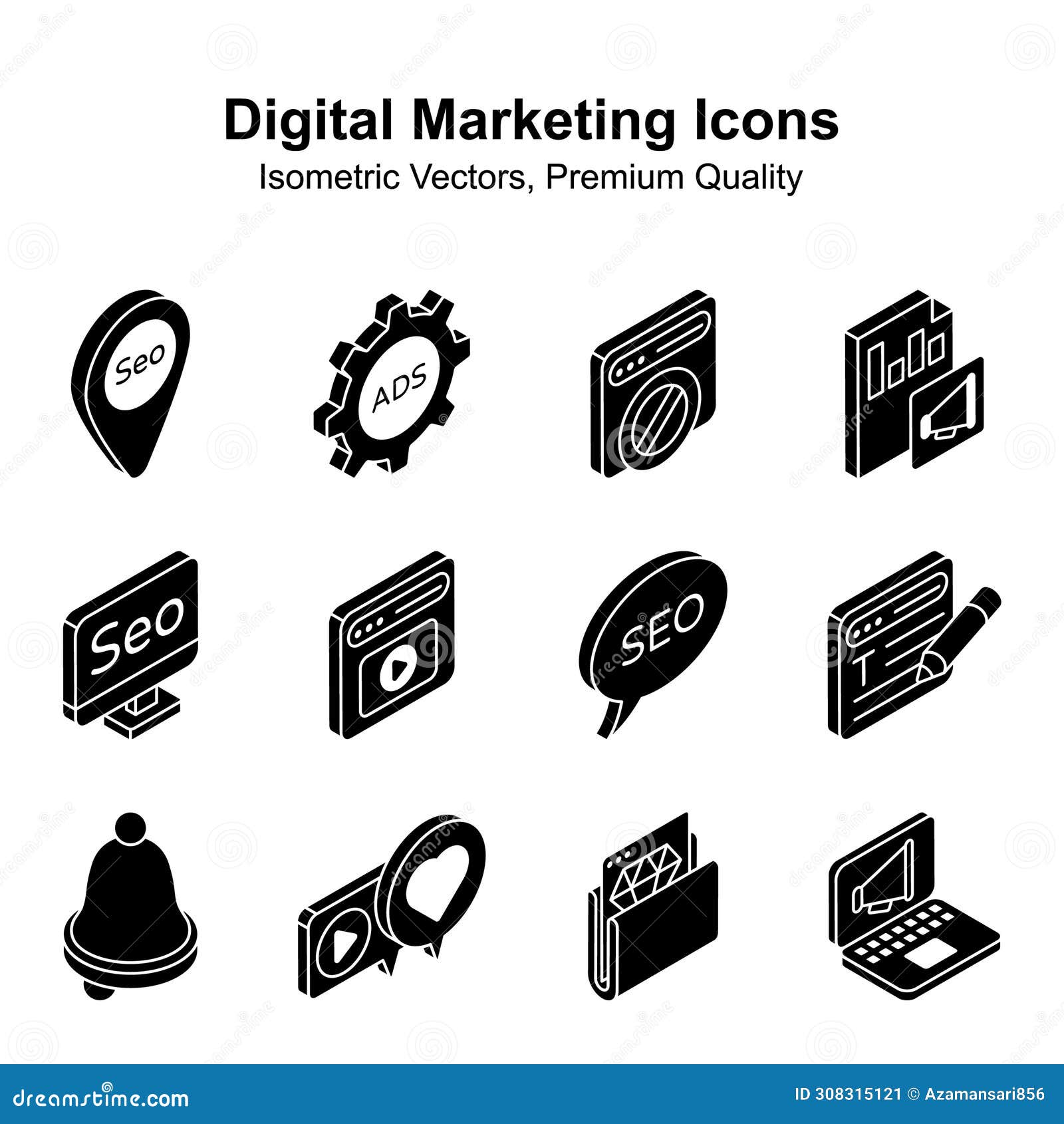 Ready To Use Digital Marketing Isometric Vectors Set, Premium Vectors Stock Vector ...