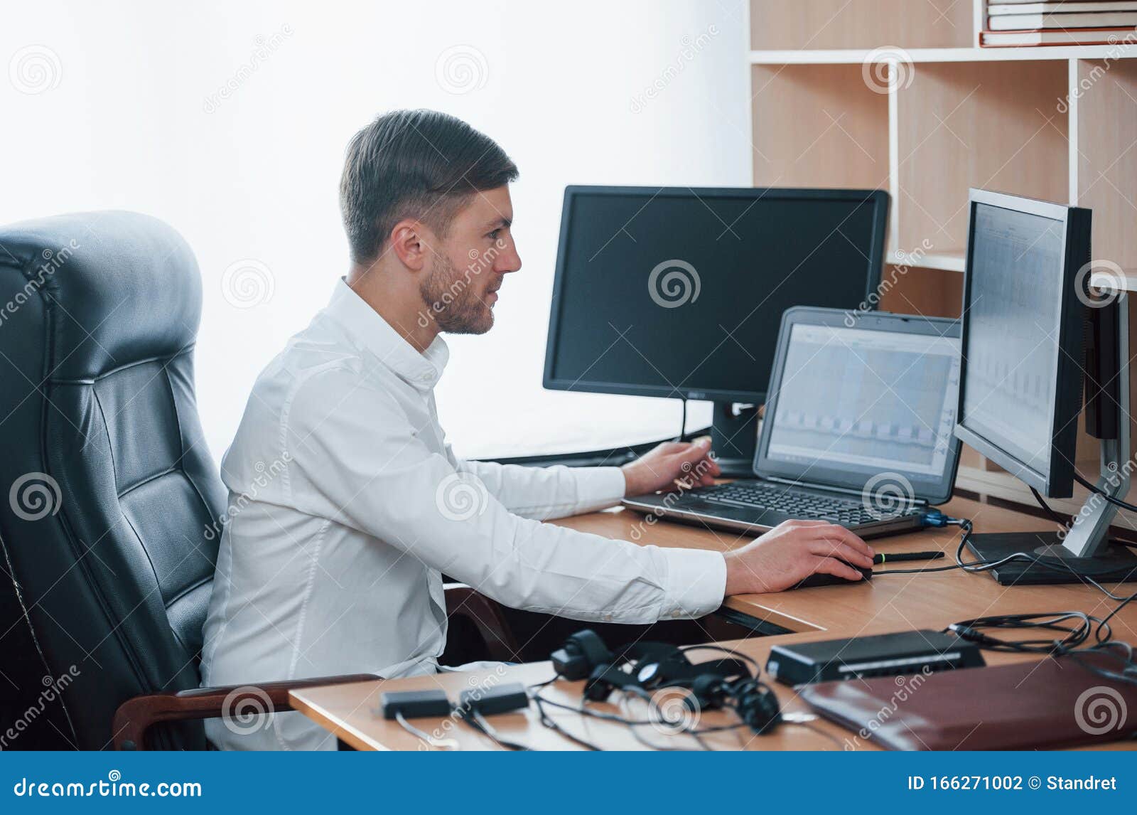 Ready To Work. Polygraph Examiner Works in the Office with His Lie ...