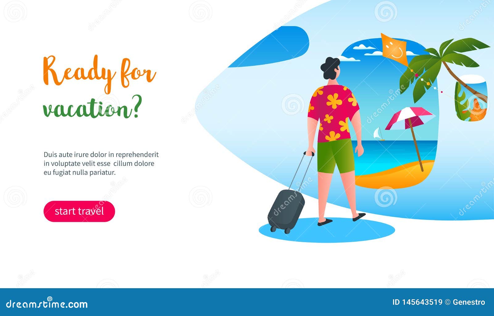 Ready for vacation stock illustration. Illustration of handbag - 145643519