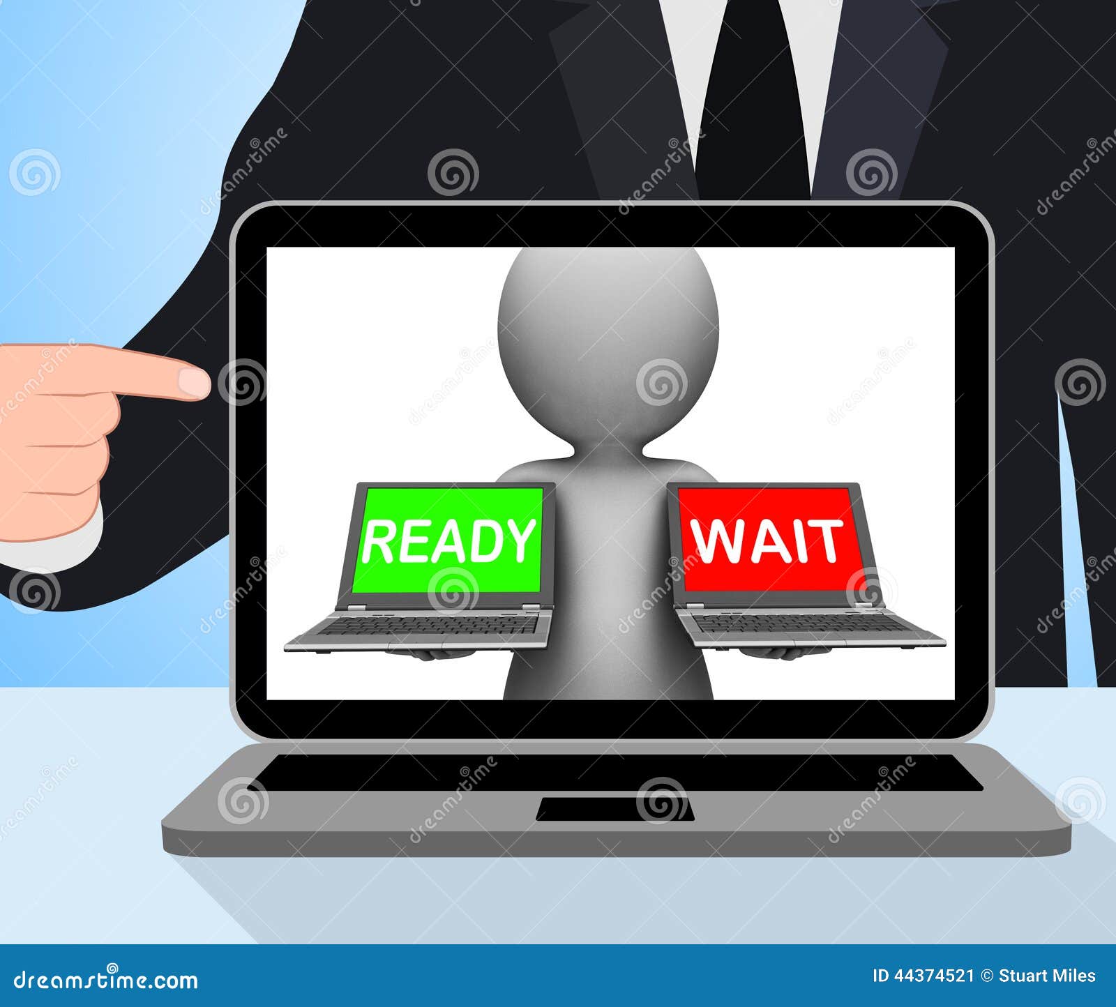 Ready Wait Laptop Displays Prepared and Waiting Stock Illustration ...