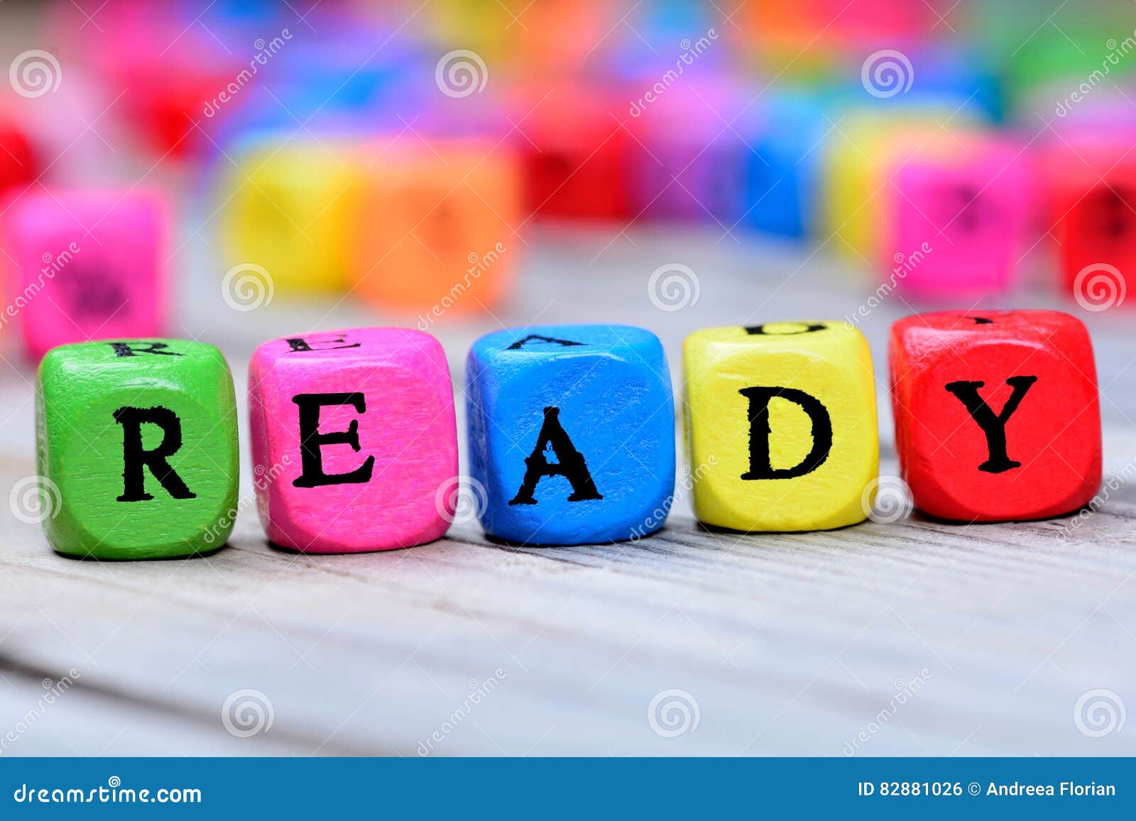 Ready word on table stock photo. Image of preschool, challenge - 82881026