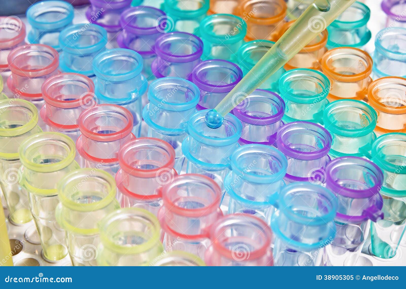 Pipette Depositing Samples Into A 96 Well Micro-plate Stock Image ...
