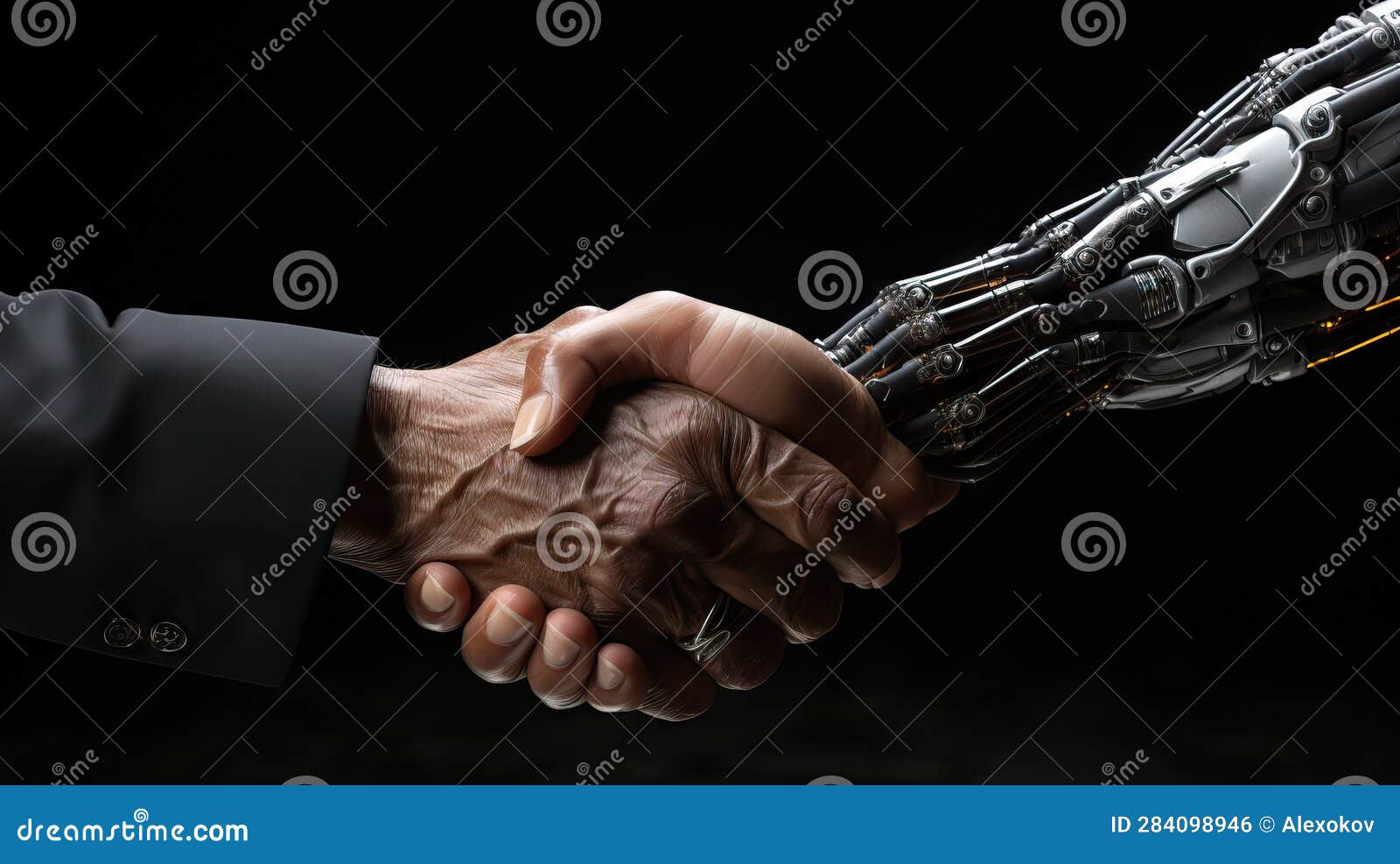 Real and Artificial Intelligence Handshake - Beautiful Pose of Hands AI ...