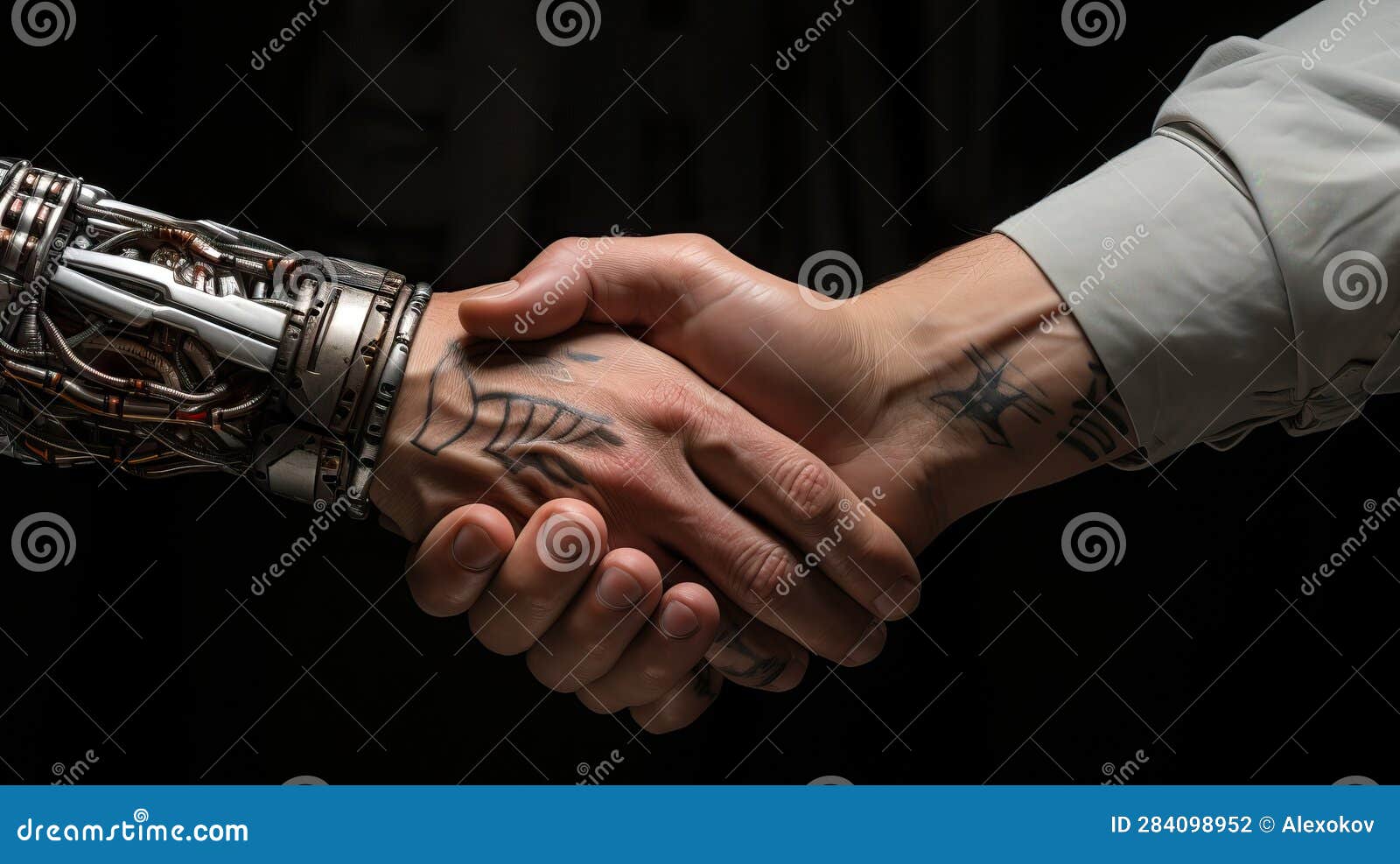 Real and Artificial Intelligence Handshake - Beautiful Pose of Hands AI ...