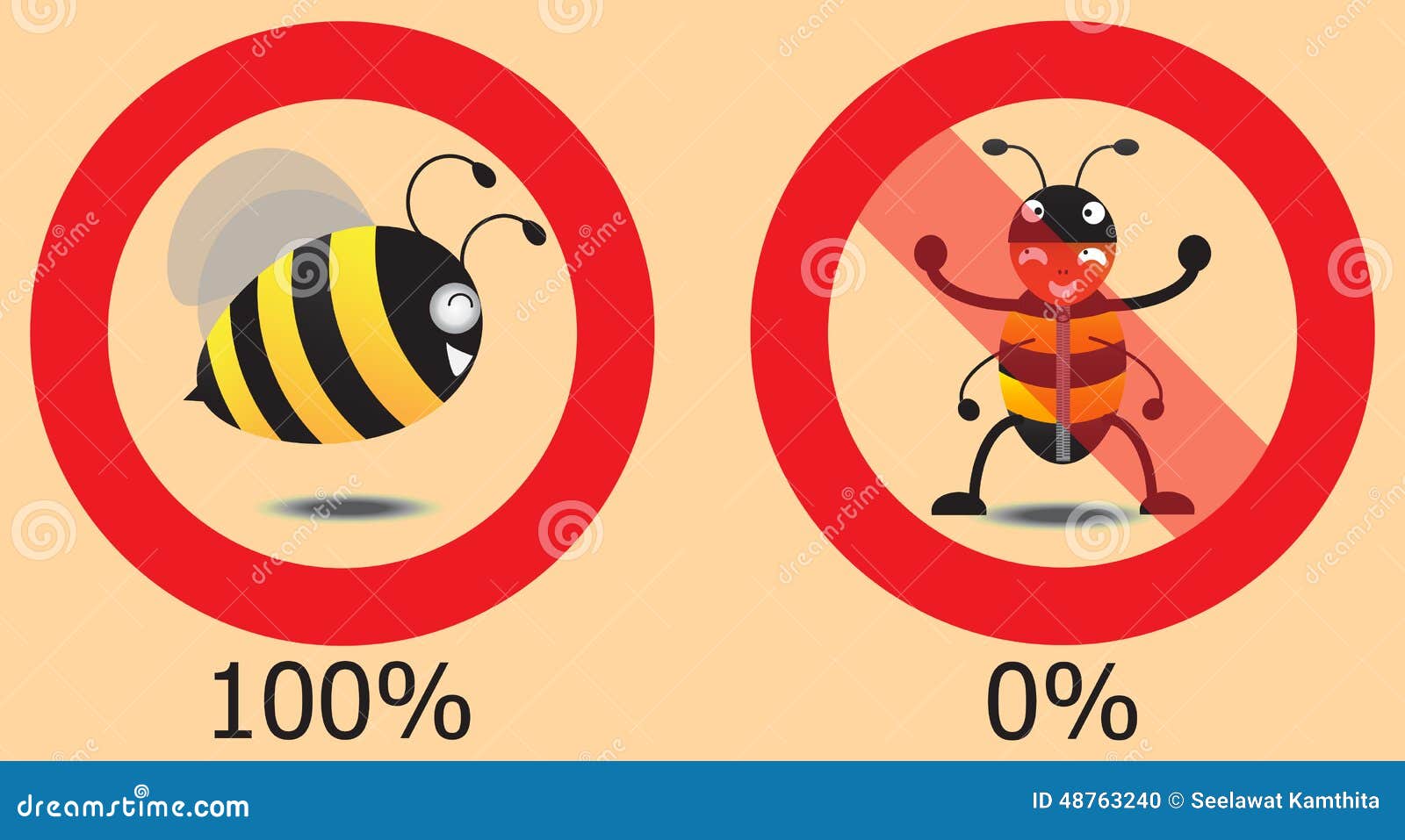 Real Bee and False Bee in Circle. Vector Illustration Stock Vector ...