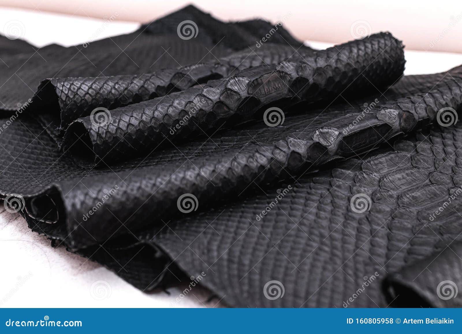 Real Black Snakeskin Python Leather. Stock Photo - Image of hide ...