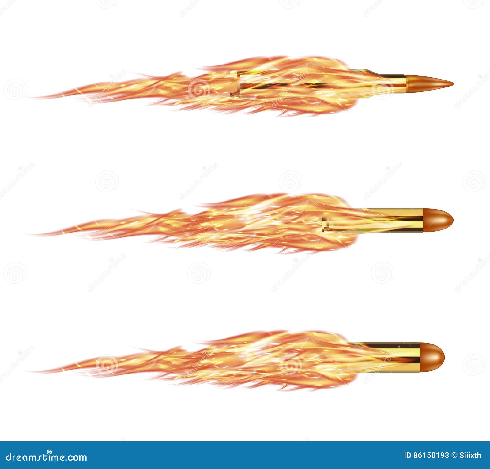 Real Bullet with a Burning Fire Vector Stock Vector - Illustration of ...