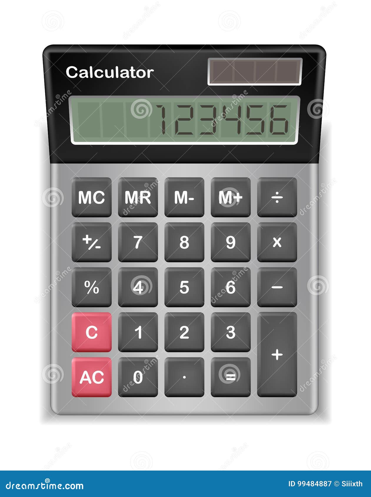 Real Calculator with Sample Digital Number Stock Vector - Illustration ...