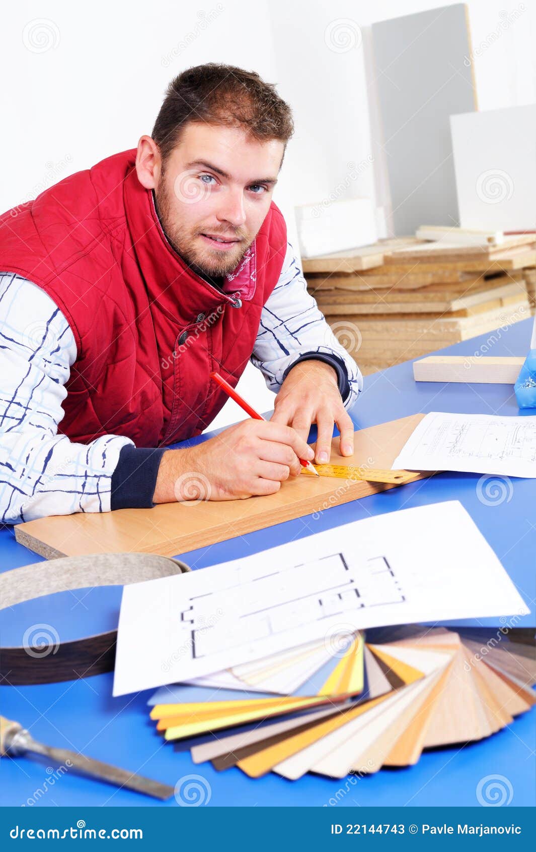 Real carpenter stock image. Image of blueprints, workshop - 22144743