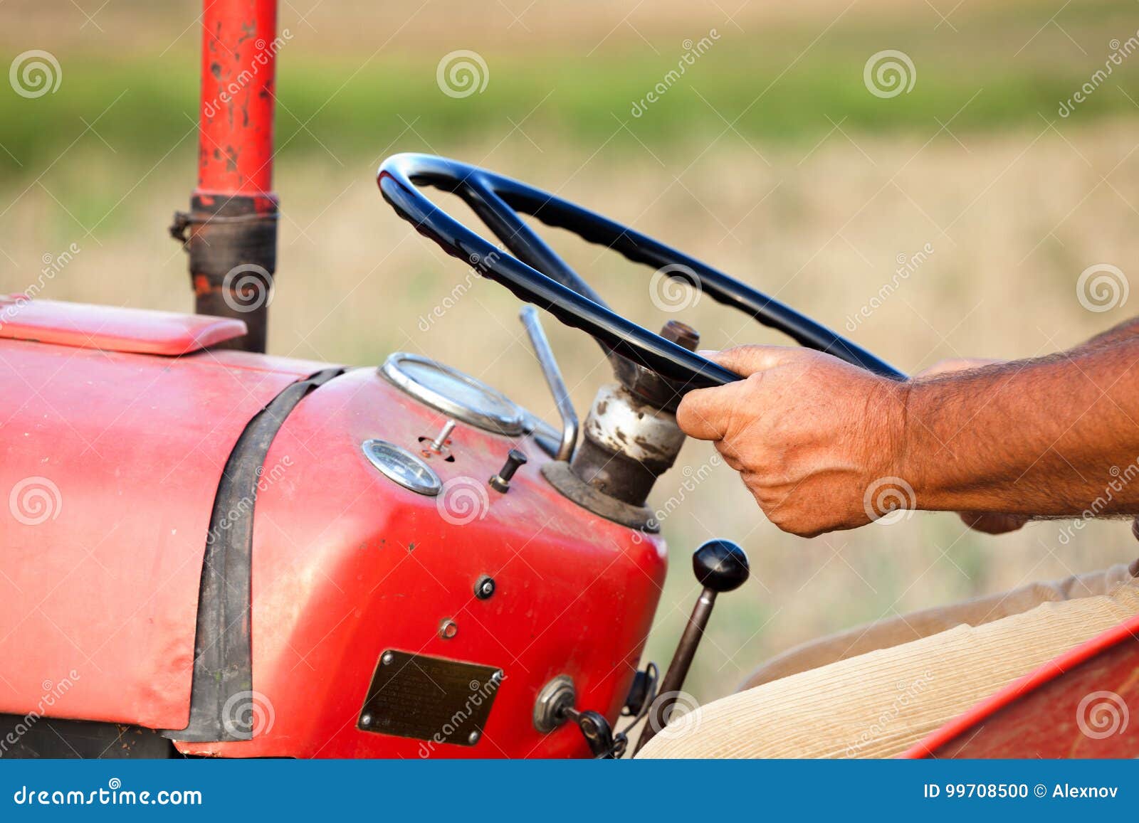 Real Combine Operator Driving Tractor Stock Photo - Image of field ...
