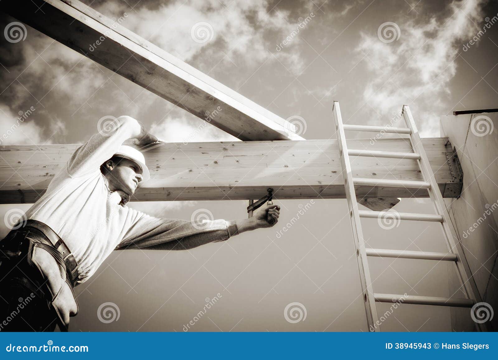 Real Construction Worker on Construction Site Stock Image - Image of ...