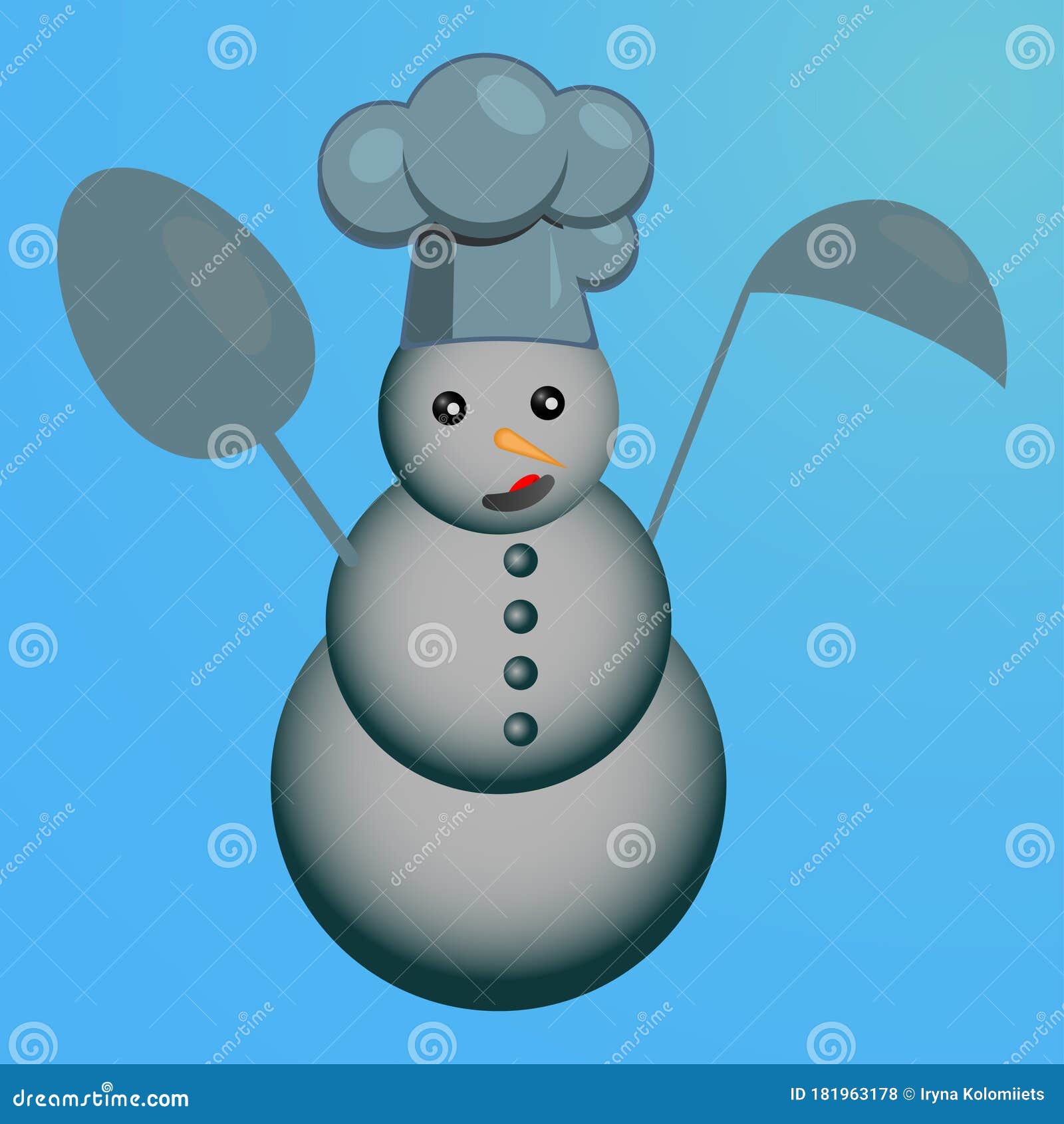Real Cool Snowman is a Master Chef with a Kitchen Spoon an Apron and a ...