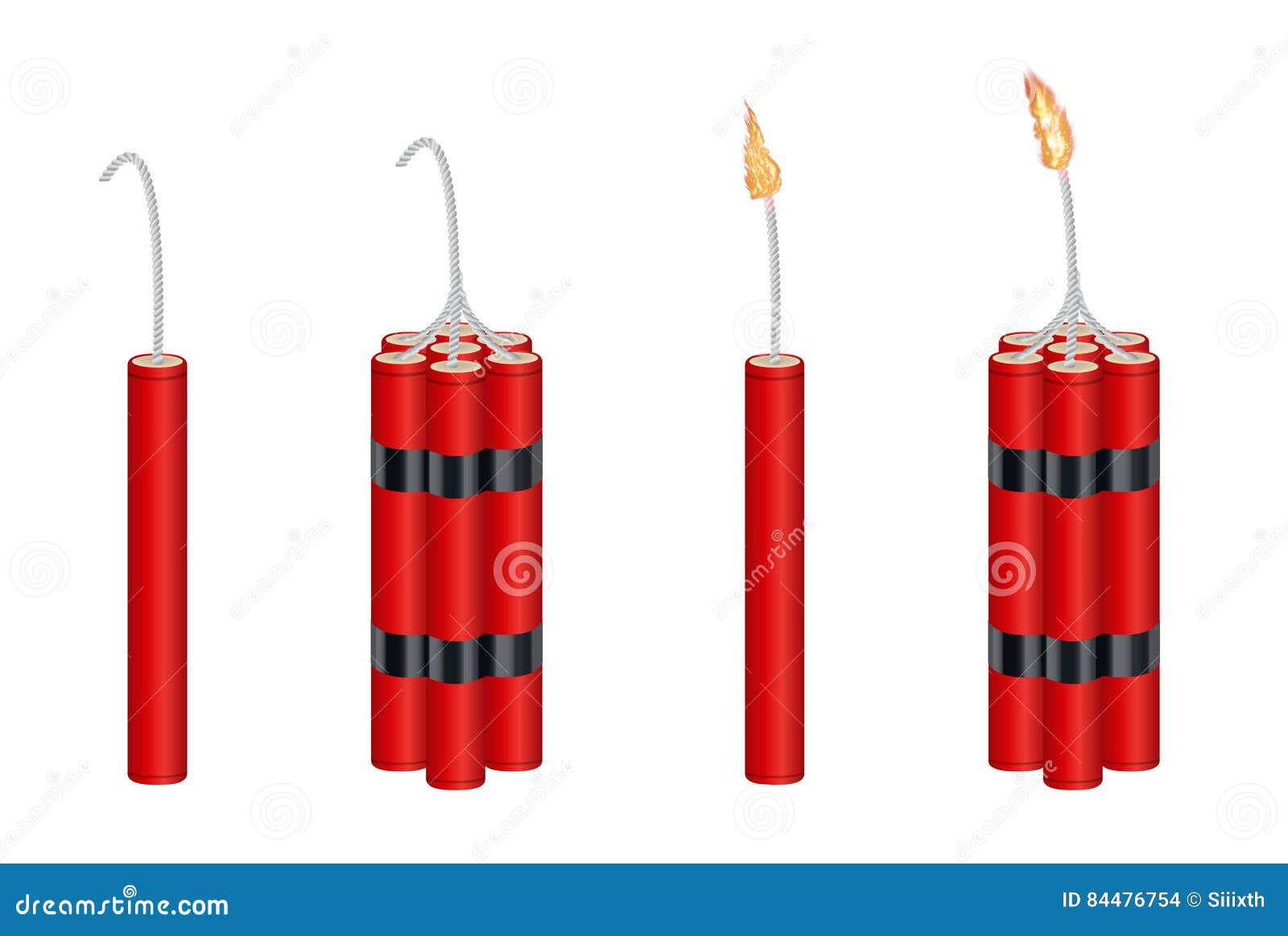 Real 3d Dynamite and Dynamite Pack with Burning Fire Stock Vector ...