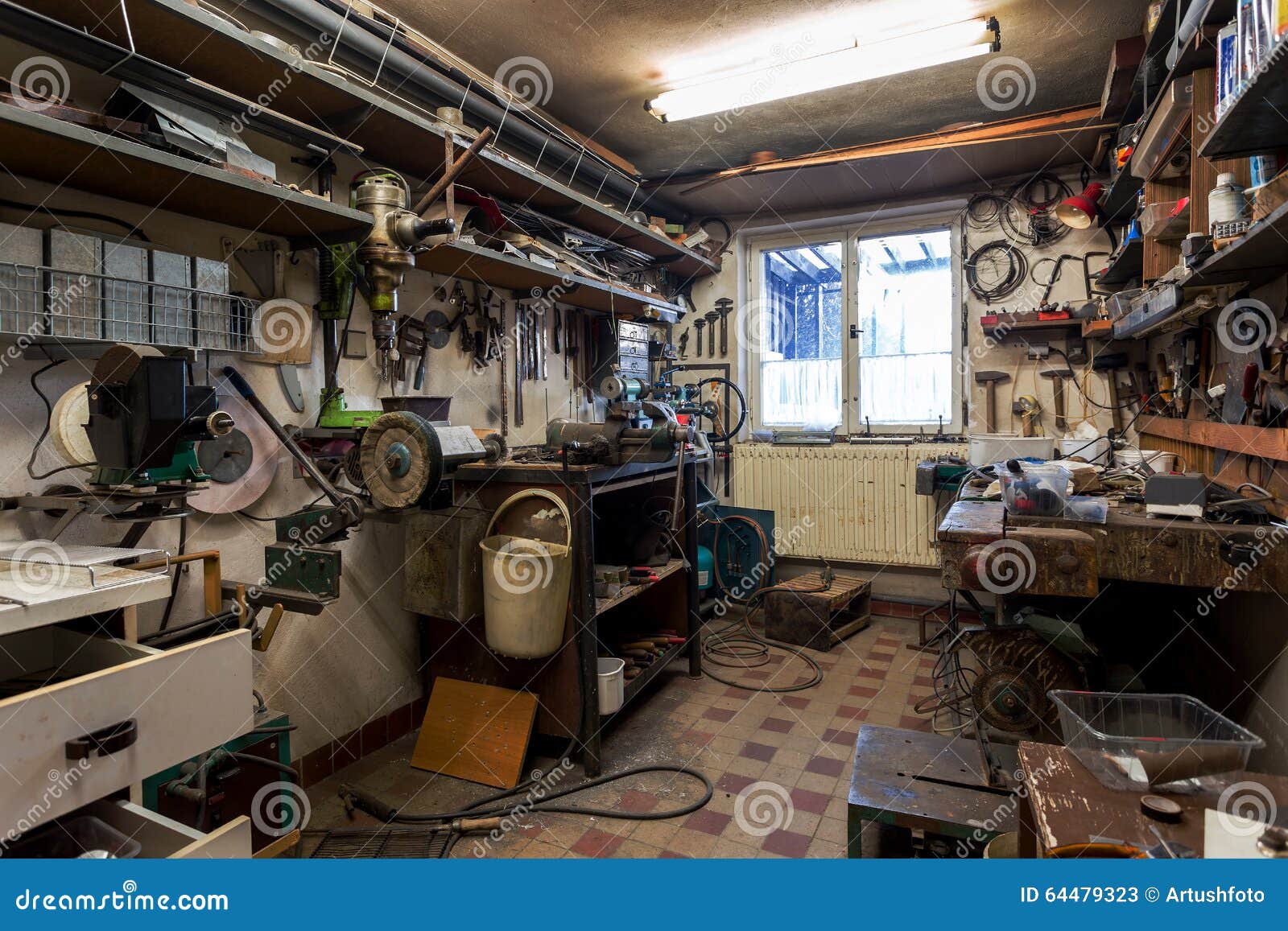 Real Domestic Home DIY Workshop Stock Image - Image of garage ...