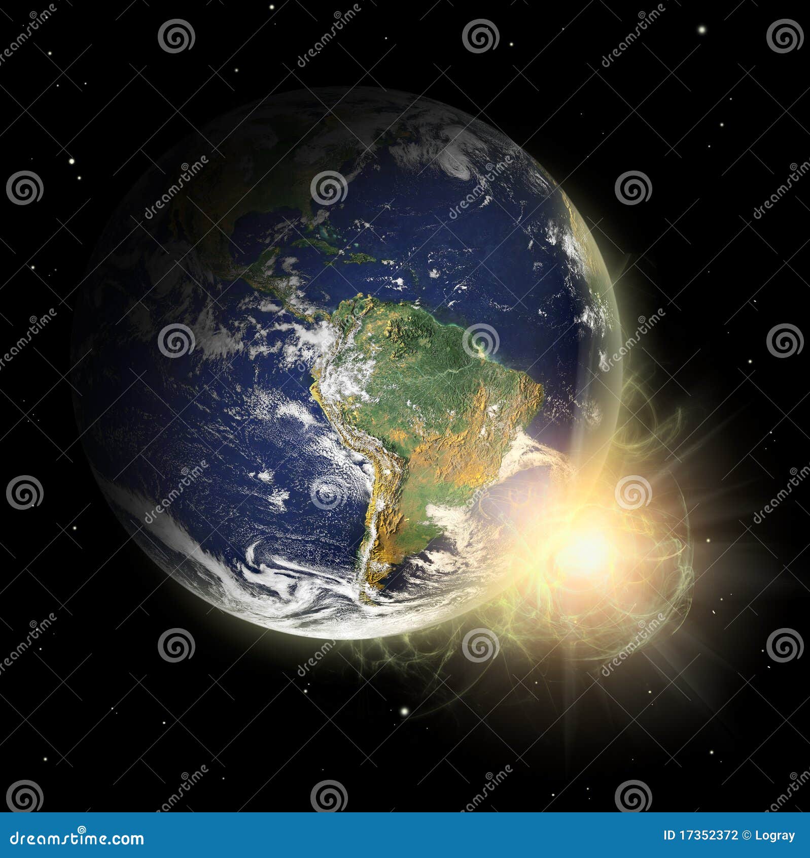 Real Earth Planet in Yellow Sun. Stock Illustration - Illustration of ...