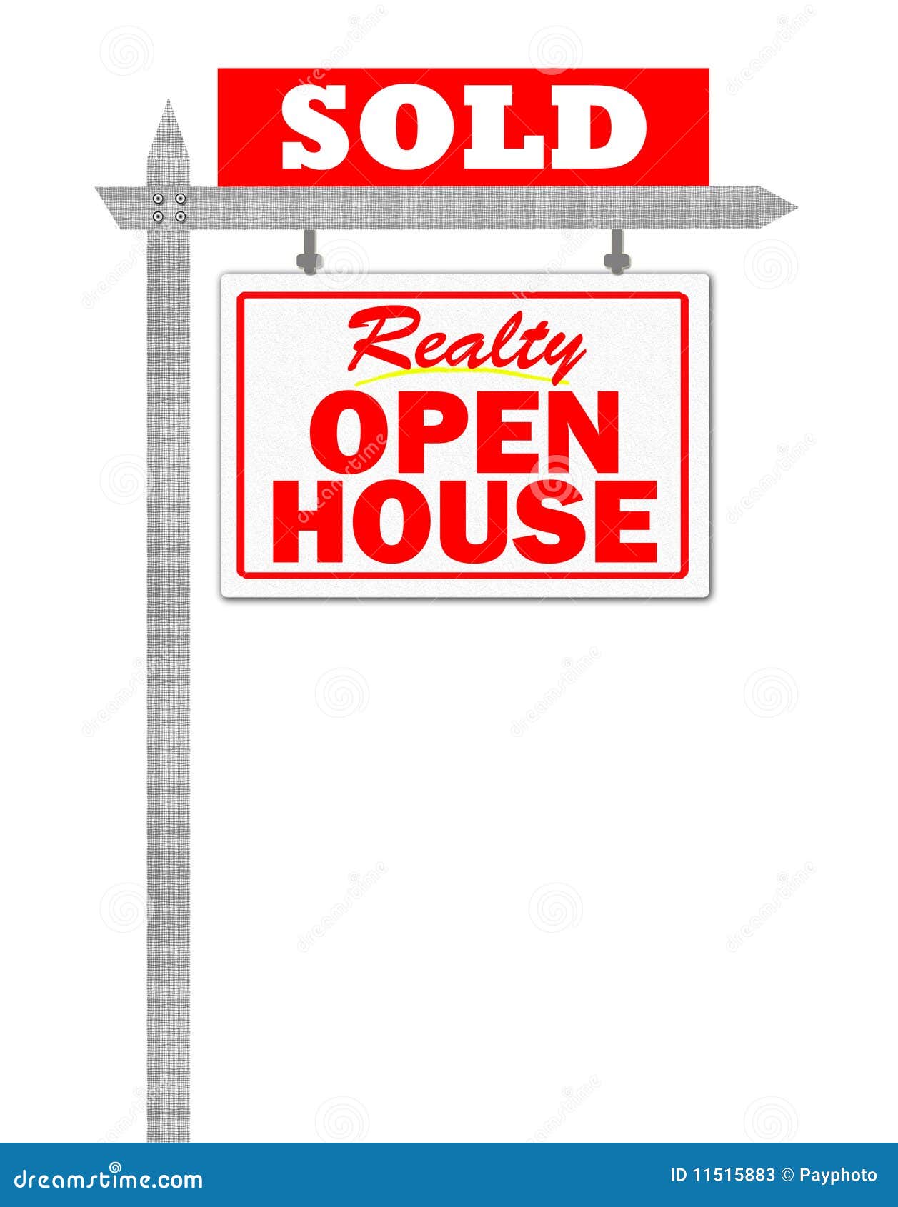 Sold Sign Board With Post And Home Icon Design Royalty-Free Stock ...
