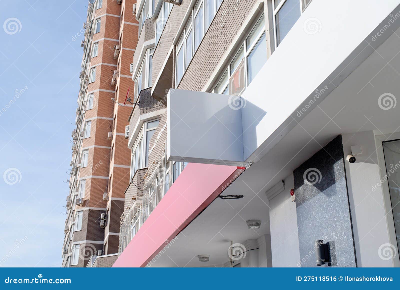 Real Establishment Exterior with White Walls , White Logos for Mockup ...