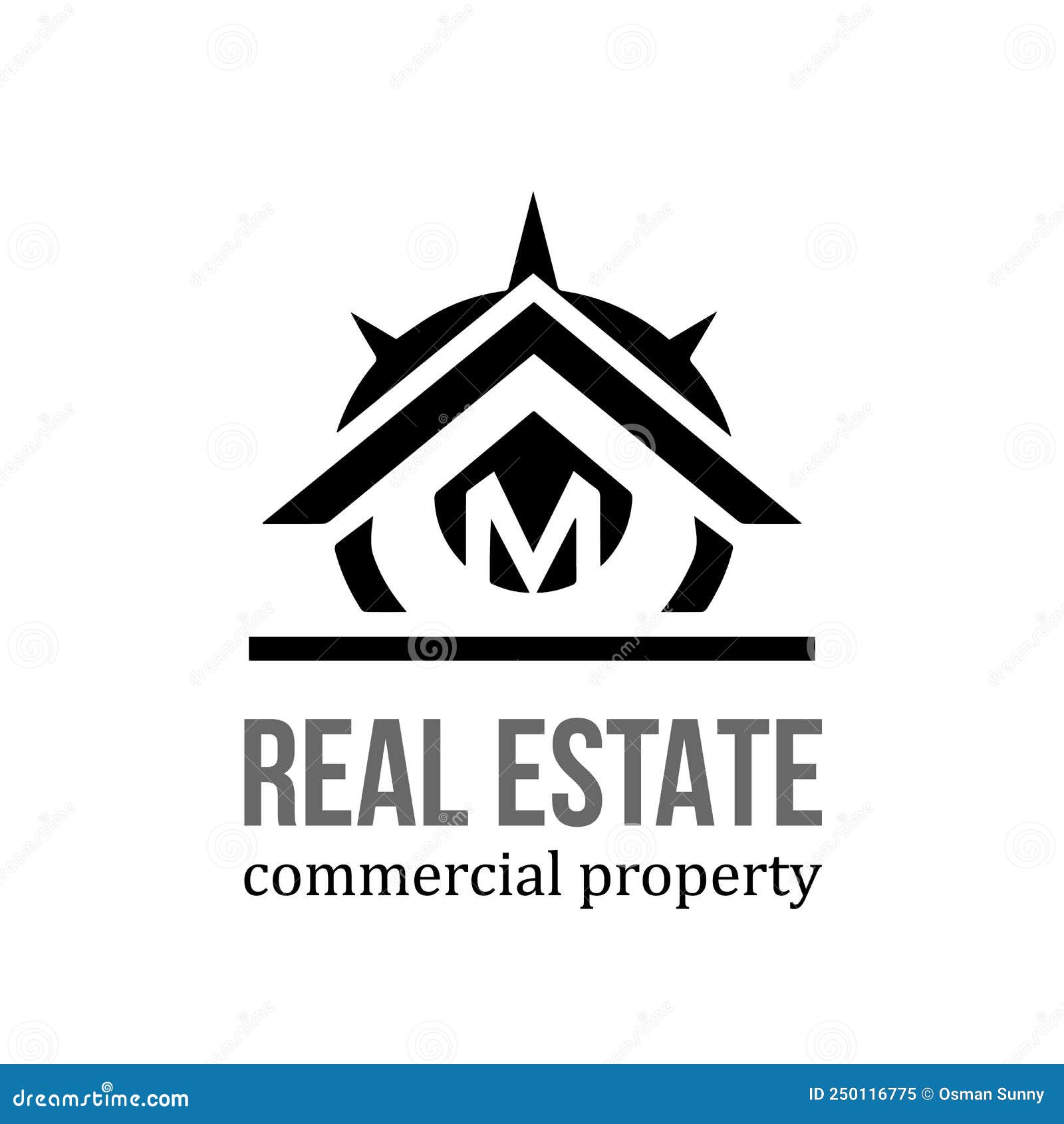 Real Estate Agent With Compass Real Estate Logo M Stock Vector