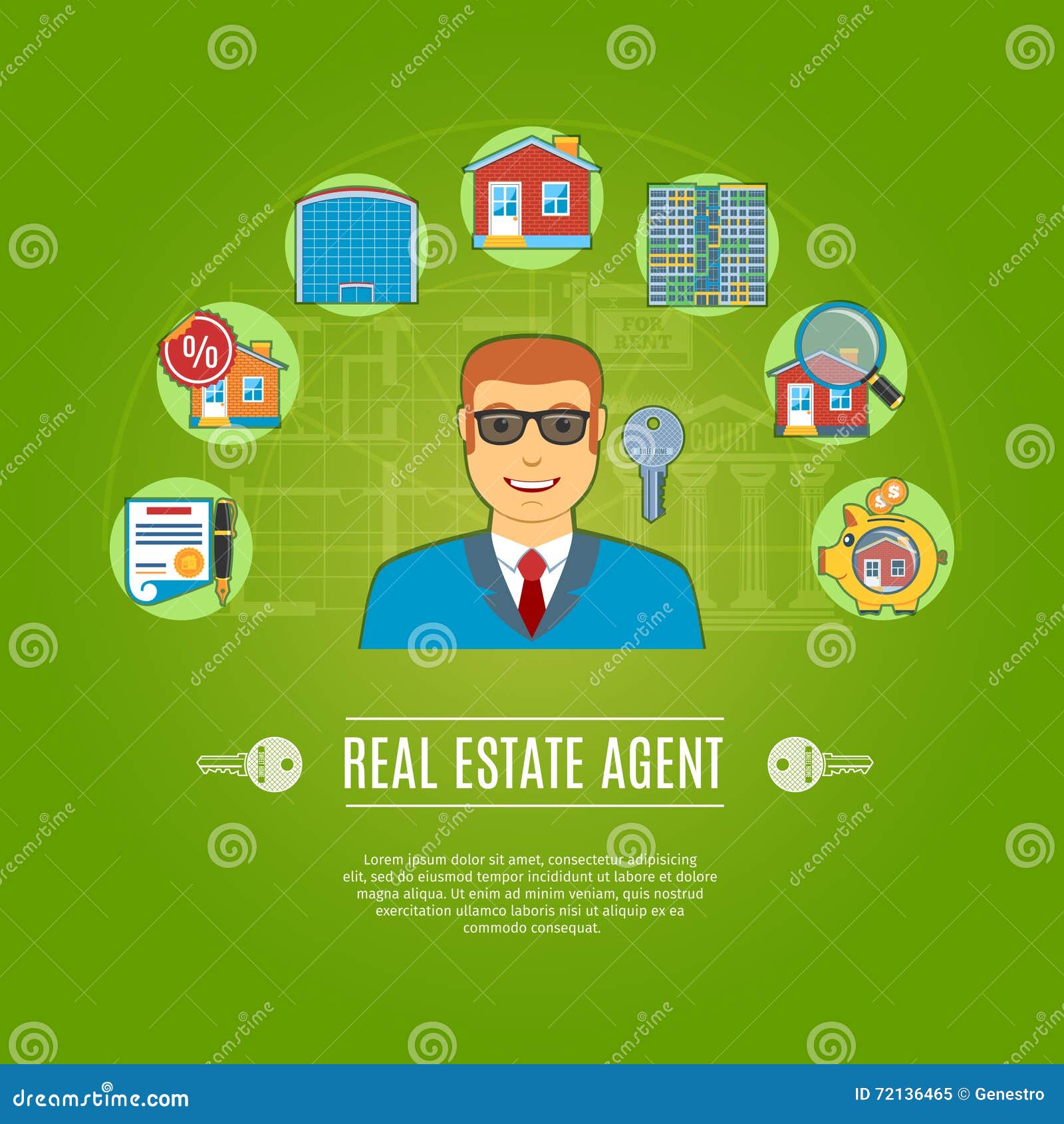 Real Estate Agent Concept stock vector. Illustration of people - 72136465