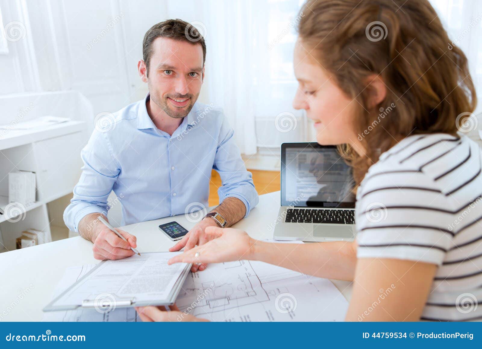 Real Estate Agent and Customer at the Office Stock Photo - Image of ...
