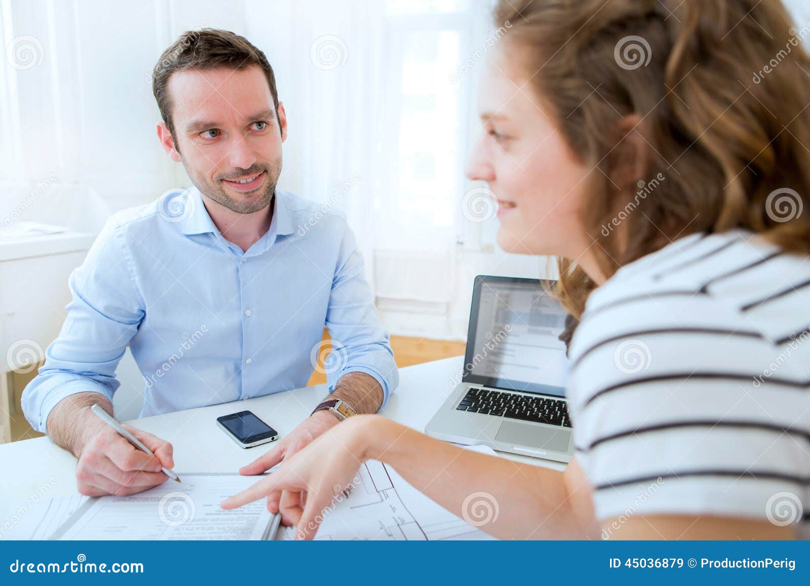 Real Estate Agent and Customer at the Office Stock Image - Image of ...