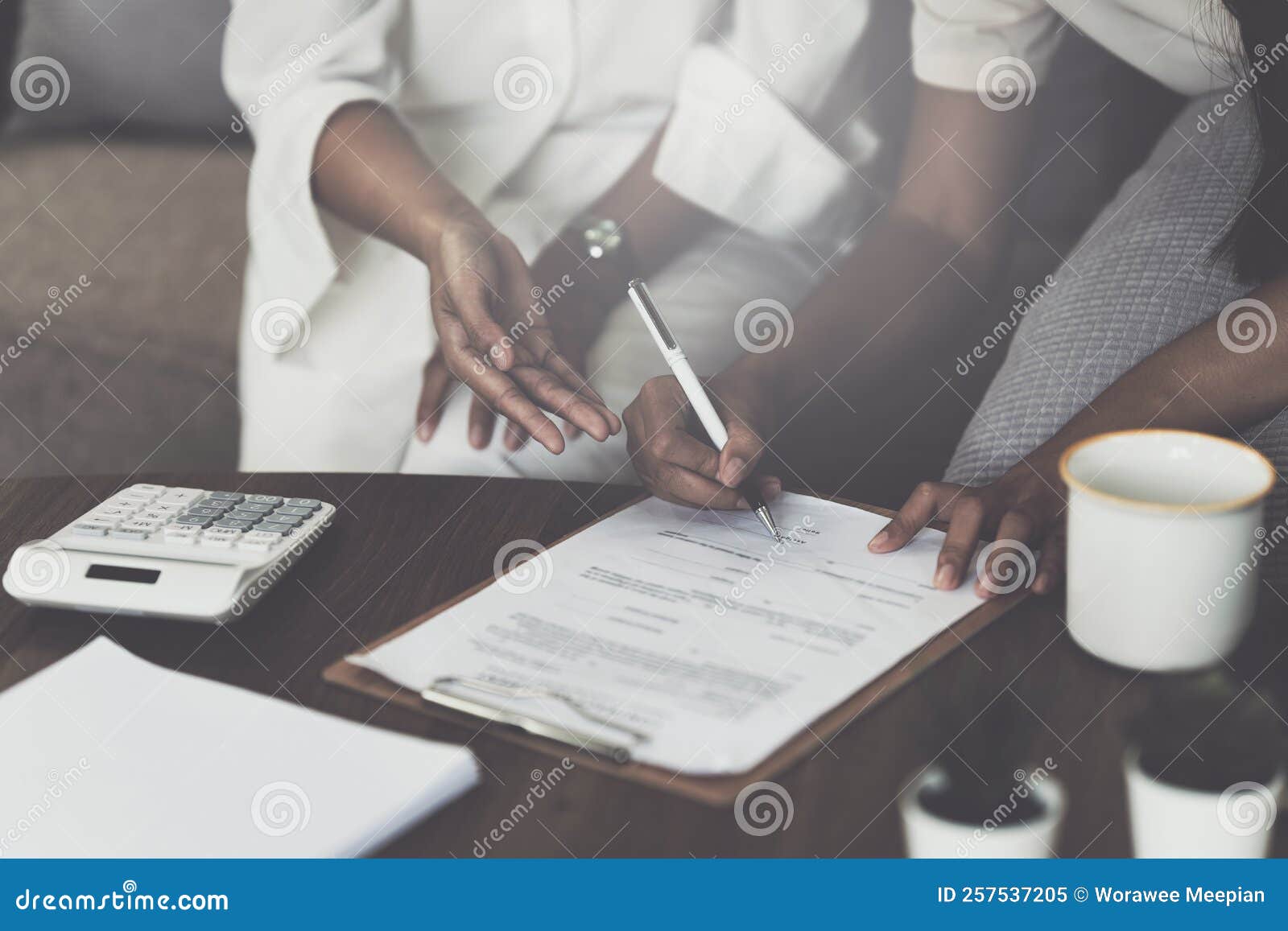 Real Estate Agent Explain Insurance and Agreement Contract To Client ...