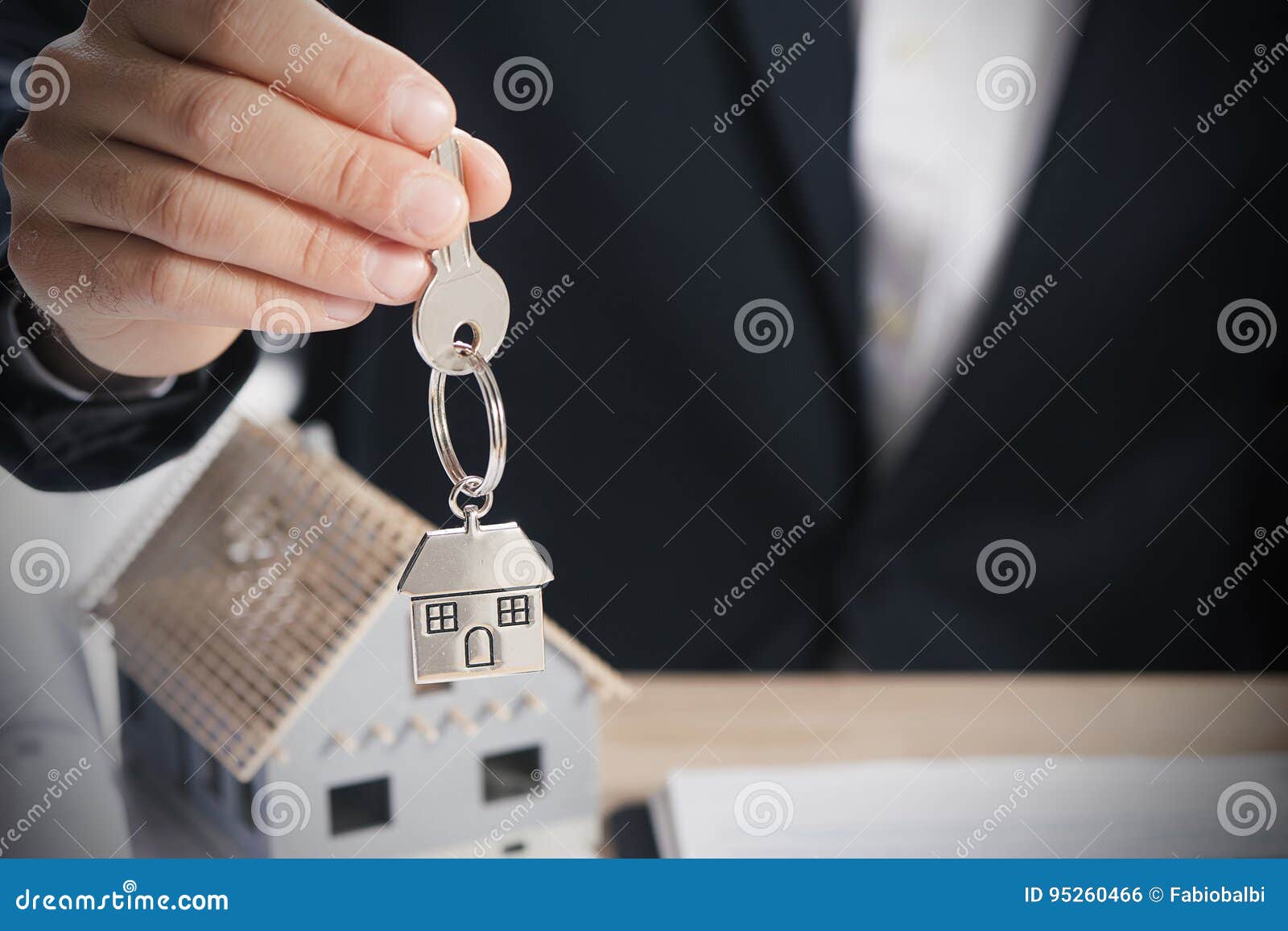 Real Estate Agent Handing Over House Keys. Stock Photo - Image of ...