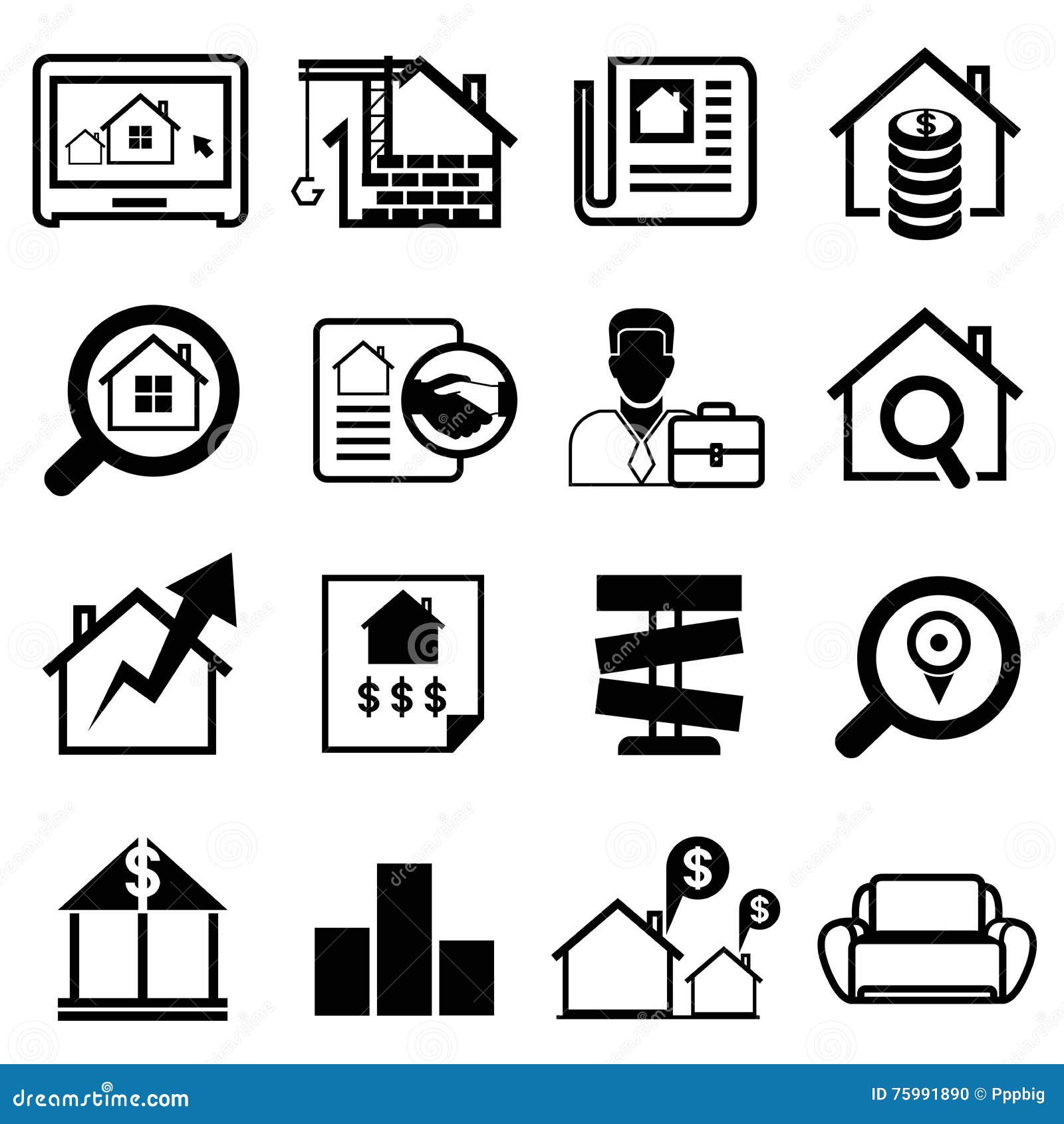 Real estate agent icons stock illustration. Illustration of investment ...