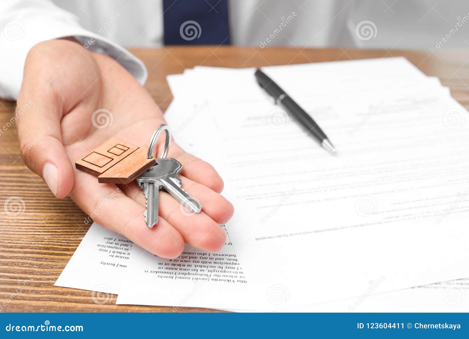Real Estate Agent with Keys and Documents Stock Image - Image of ...