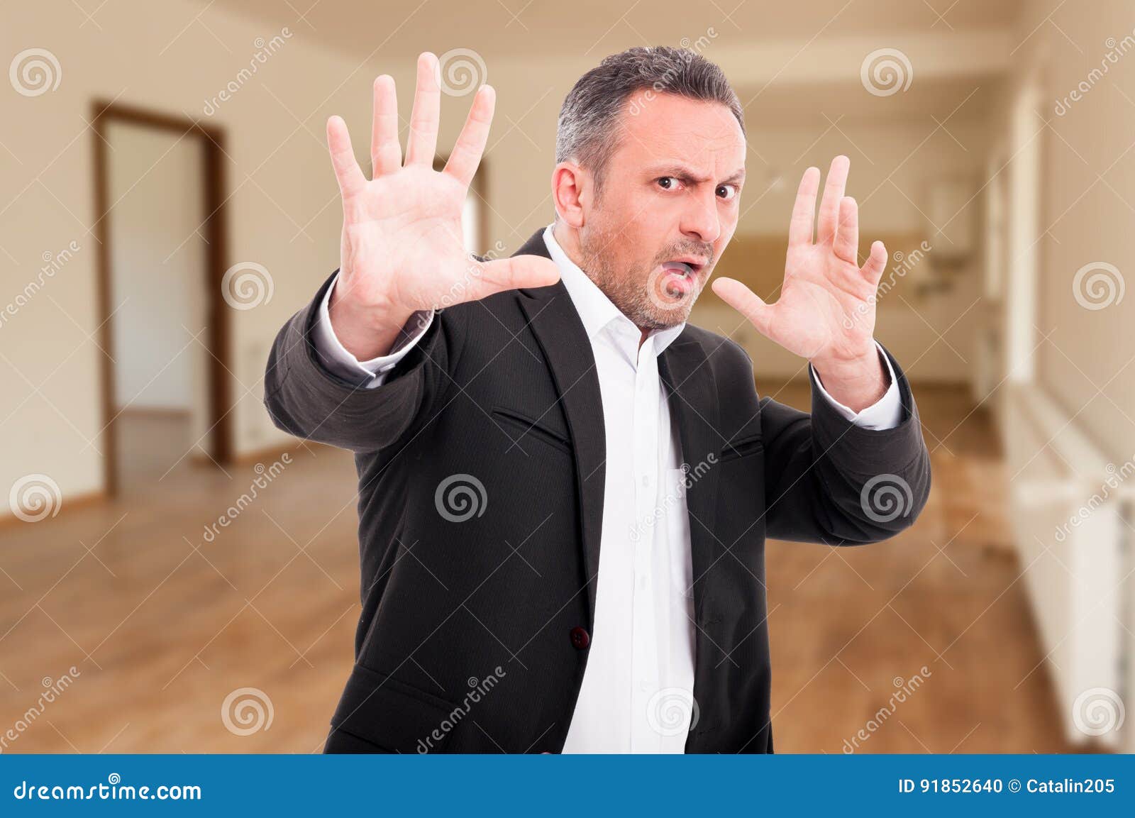 Very Scared Man In A Respiratory Mask Is Afraid Of Contracting A Virus ...