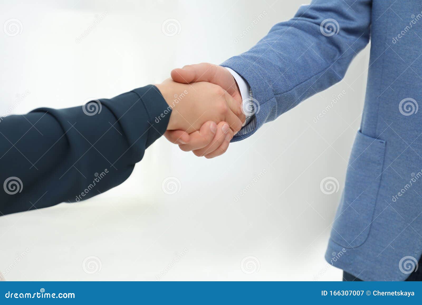 Real Estate Agent Shaking Hands with Client in New Apartment, Closeup ...